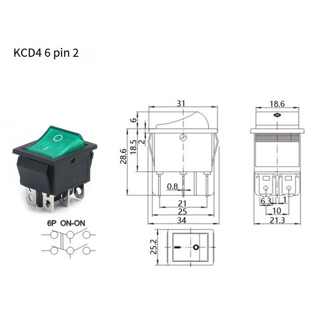 Huajunming 5 Pcs Rocker Switch 40A 250V On/Off Toggle Switch 6 Pins 2 ...