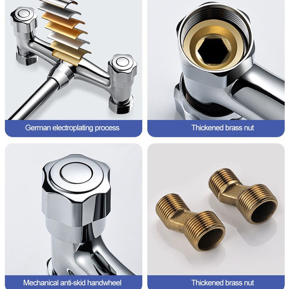 Huajunming Chrome Dual Handle Shower Faucet Brass Spout Valve Hot And ...