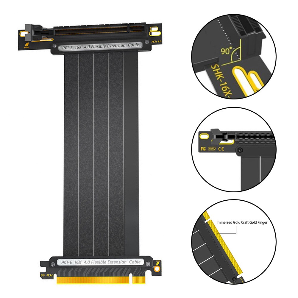 Huajunming For Pci-E 4.0 X16 Riser Cable Video Card25/30Cm Extension ...