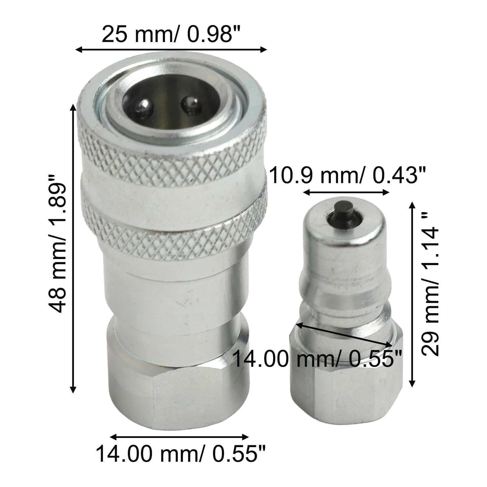 Huajunming Hydraulic Quick Connect Coupler Set Carbon Steel G1/8 Female ...