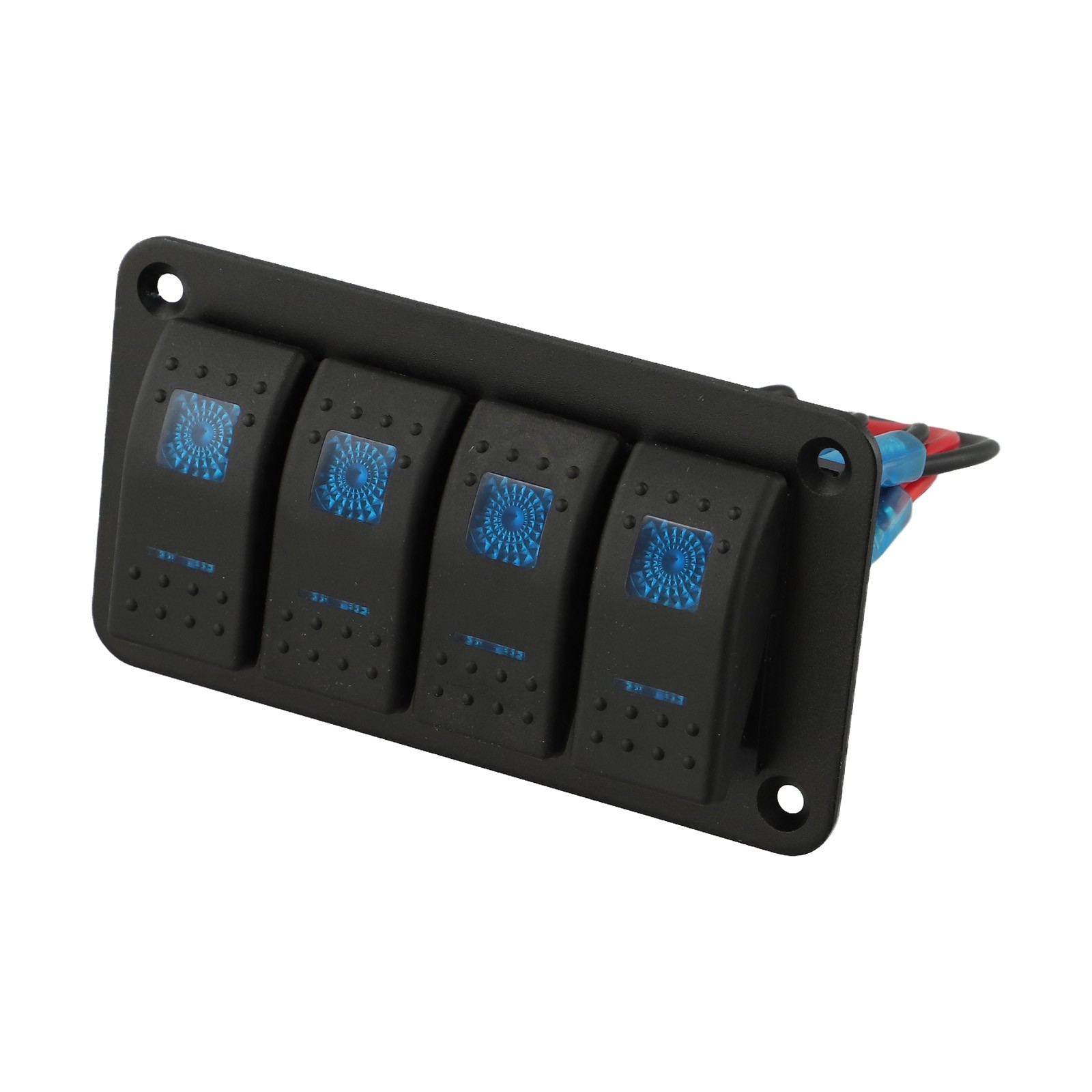 Huajunming Rocker Switch Panel,12V-24Vdc, Blue Switches, Aluminum Panel ...