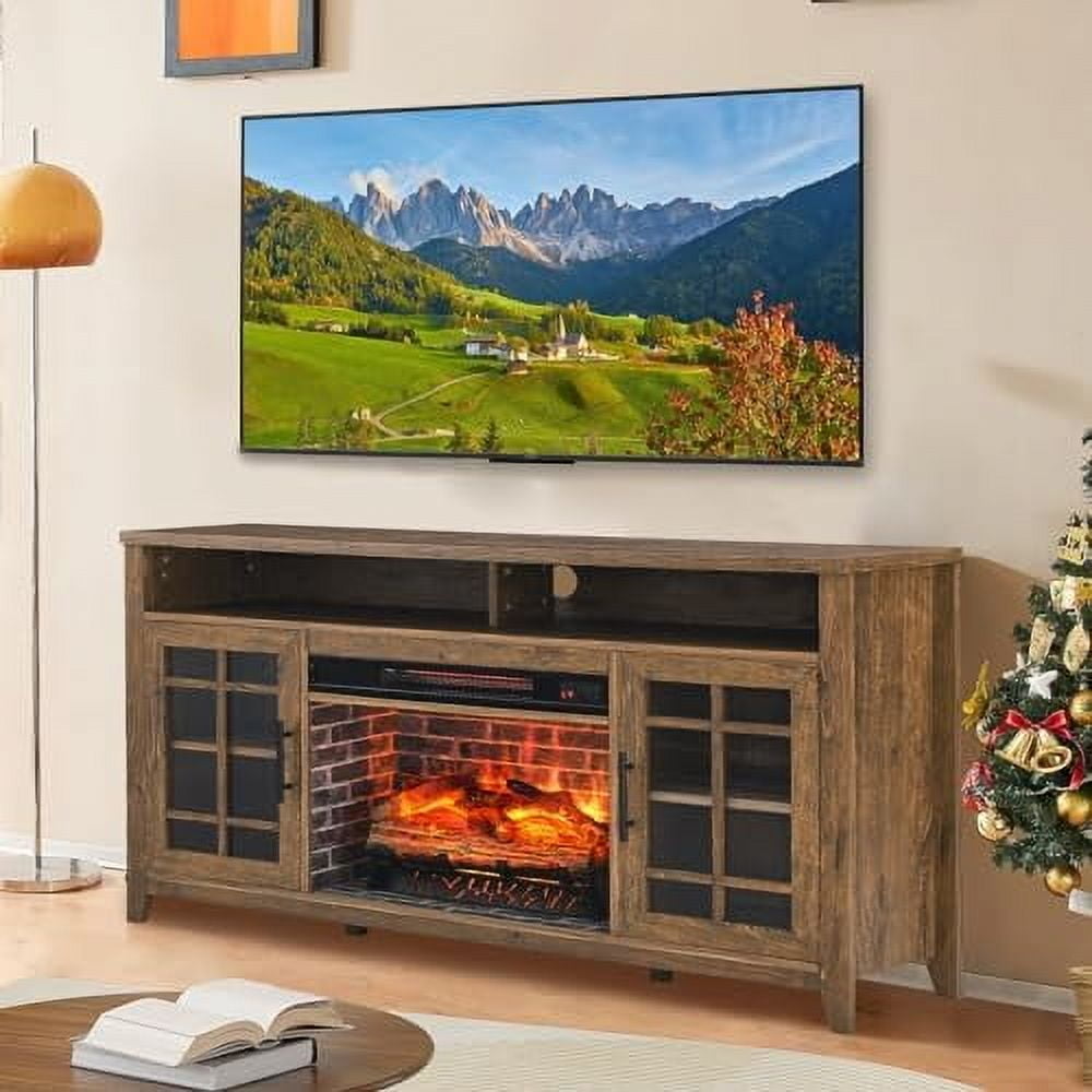 Huajuze TV Stand with Fireplace,Farmhouse Electric Fireplace TV Stand ...