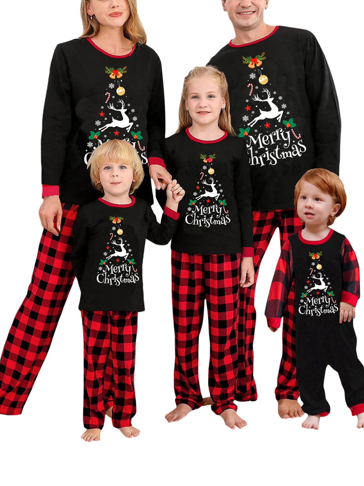 Huakaishijie Matching Family Christmas Pajamas Sets Long Sleeve Letters ...
