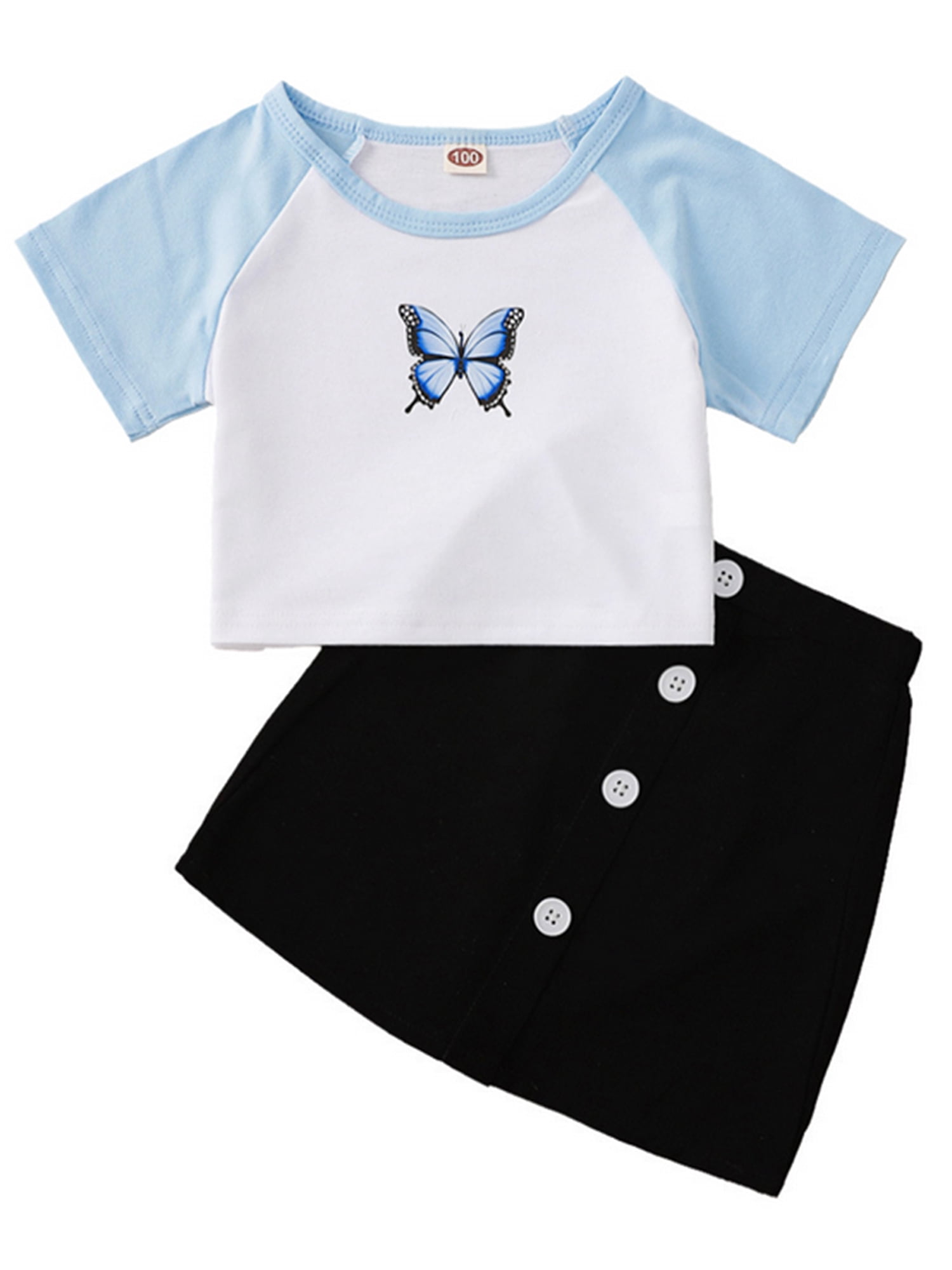 Huakaishijie Toddler Baby Girl Short Kid Ruffle T-Shirt Crop Tops and ...