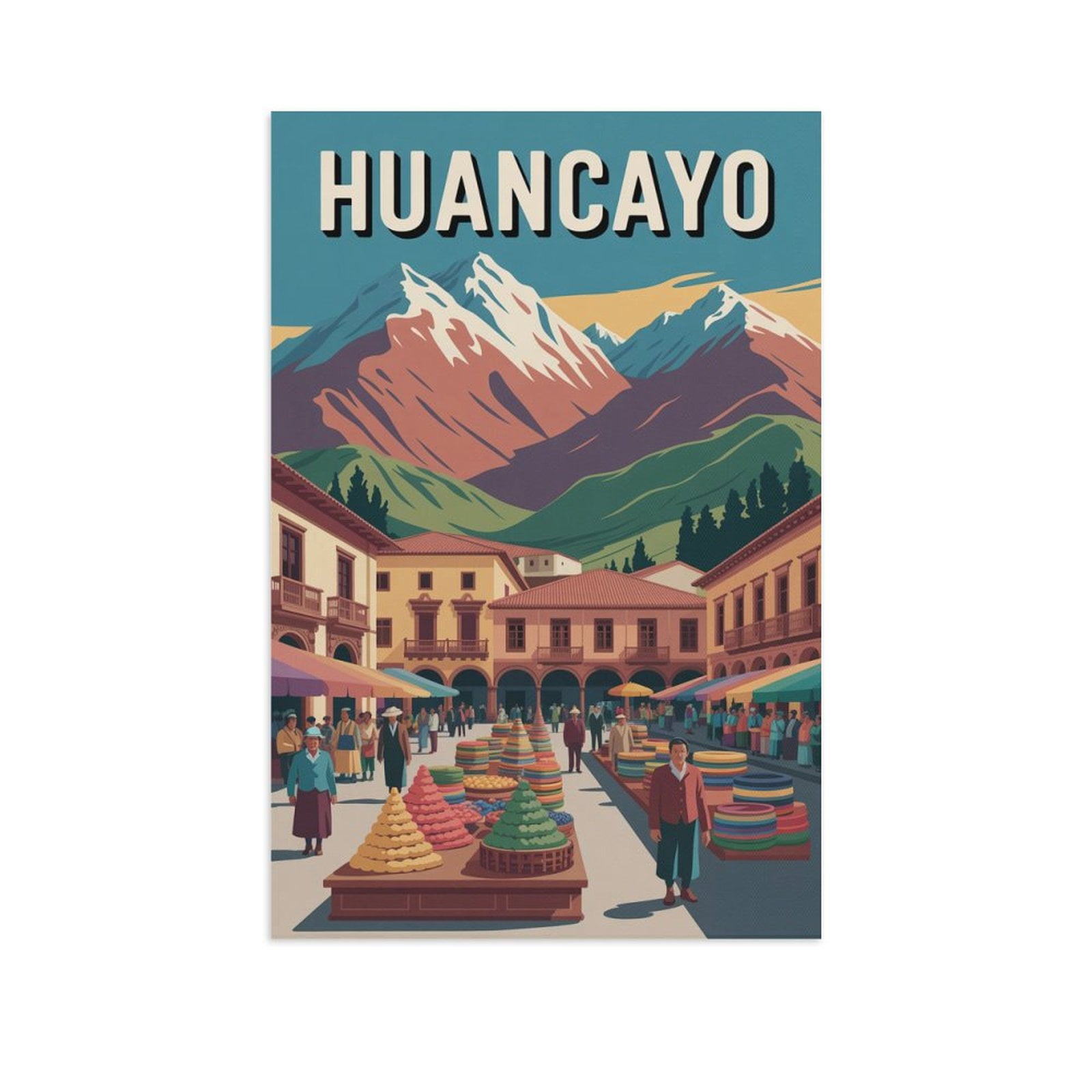 Huancayo Peru Vintage Travel Poster with Scenic Andes And Historic Town ...