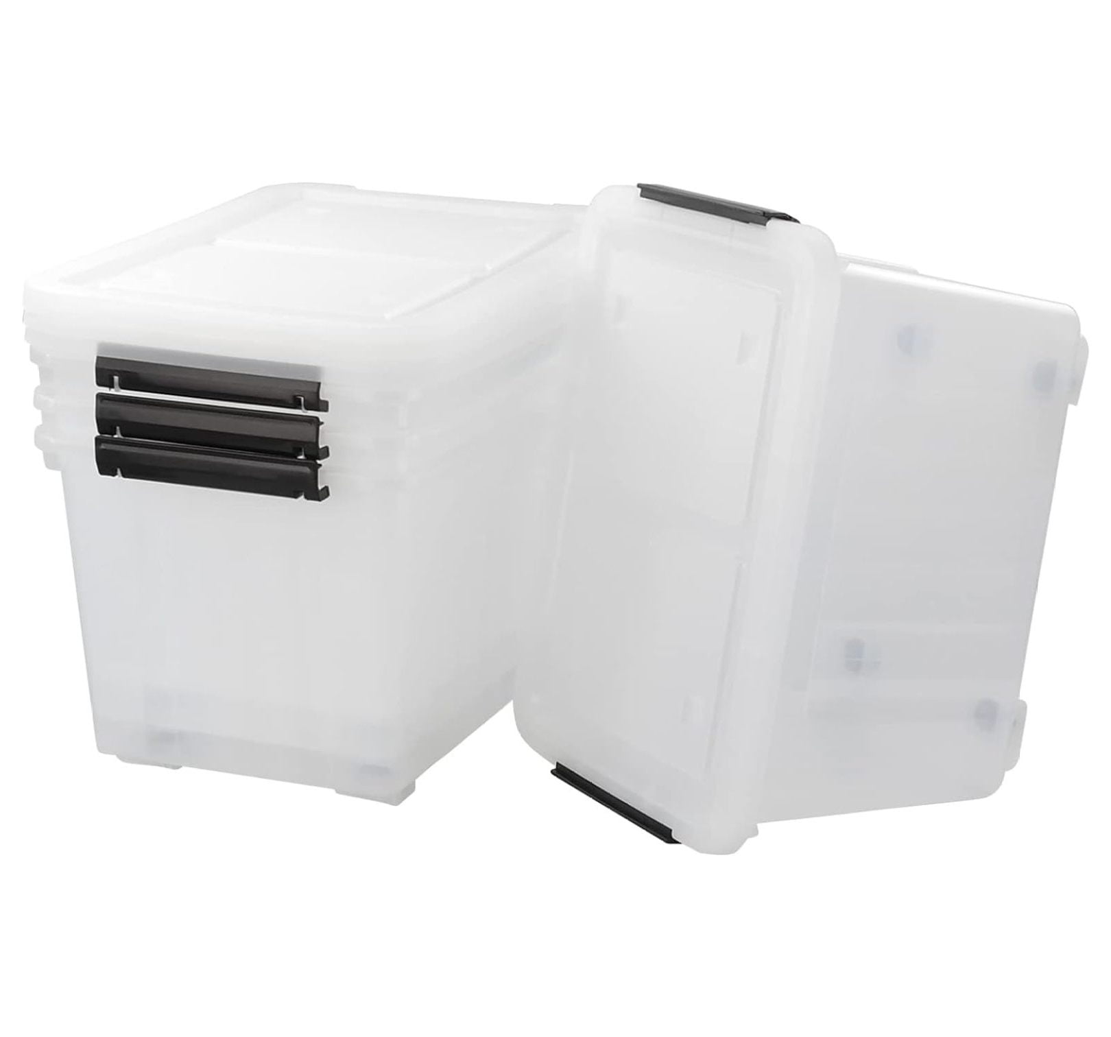 Huang zhong wen 4-Pack 30 L Clear Plastic Storage Box, Large Wheeled ...