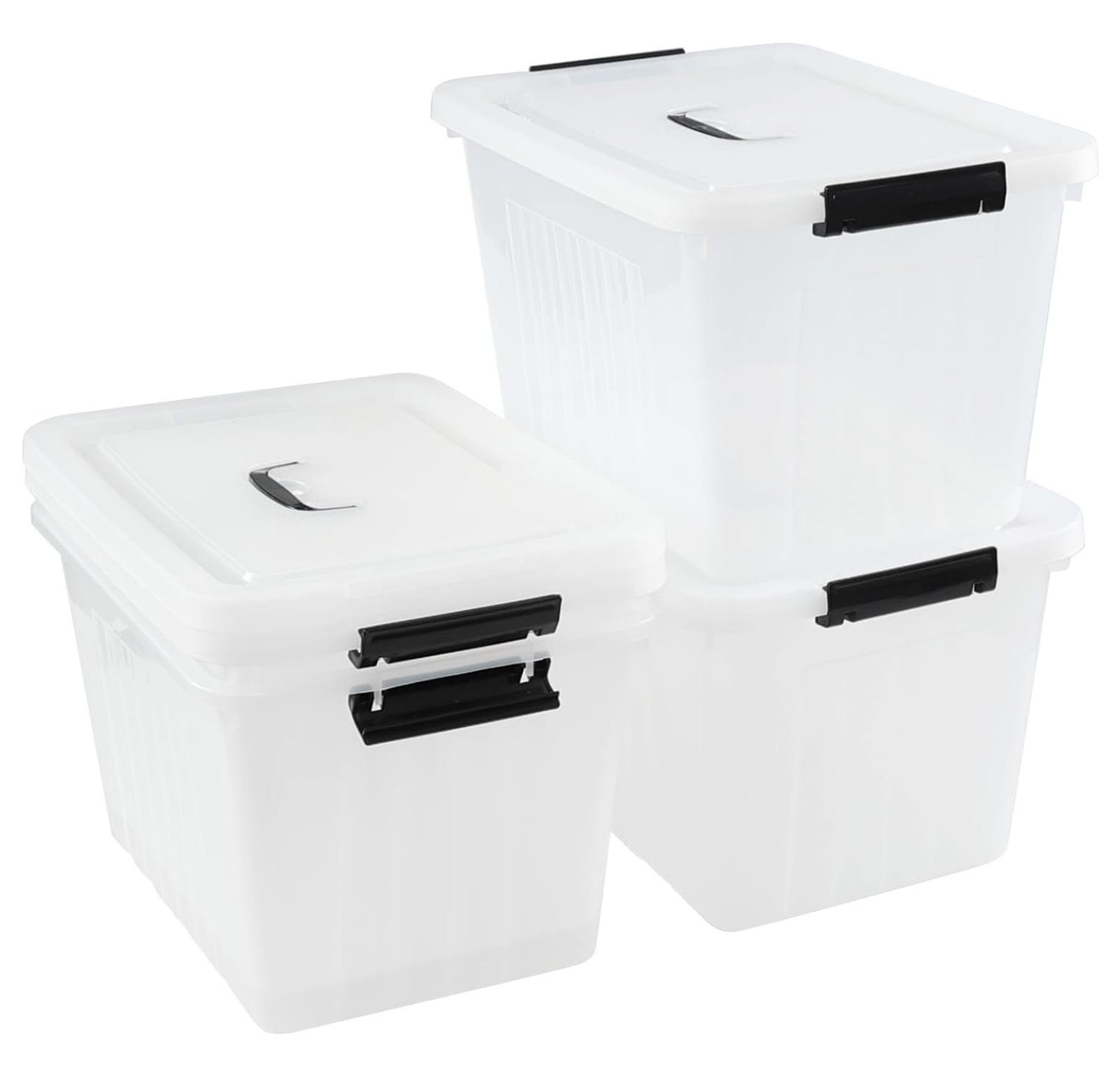 Huang zhong wen 4-Pack Clear Plastic Latching Storage Box, 18 L Storage ...