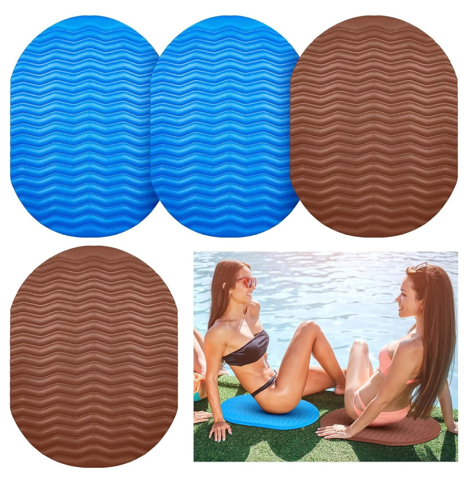 Huang zhong wen 4 Pcs Poolside Cushion for Side of Pool Soft Oval Foam Cushion Poolside Seat Mat ...