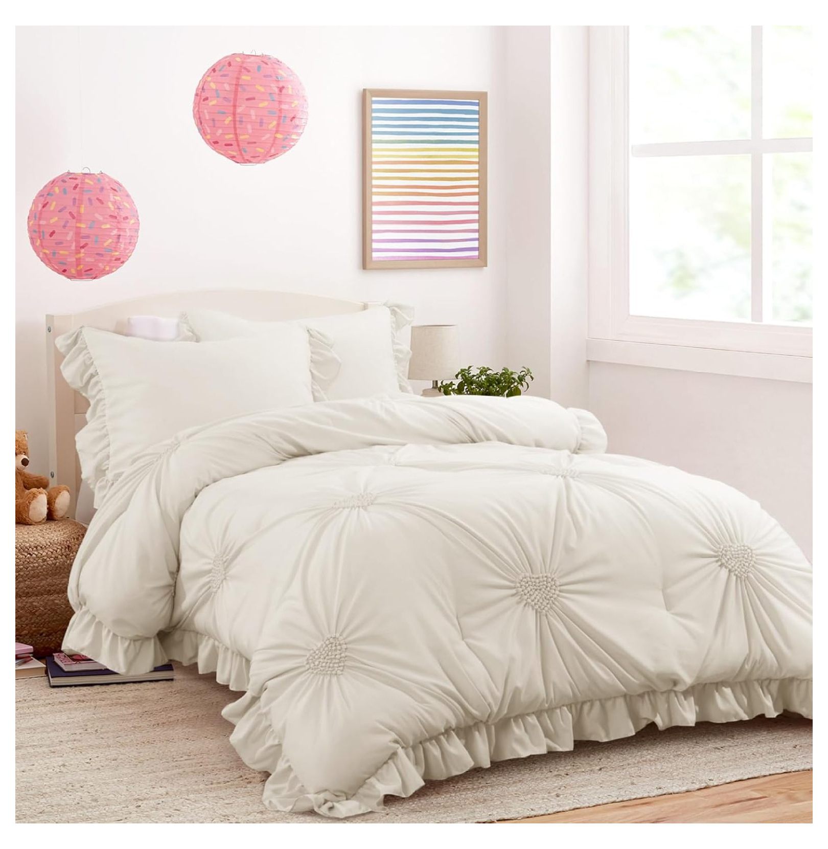 Huang zhong wen 7 Pieces Full/Queen Bedding Comforter Set for Girls with Matching Sheets and ...