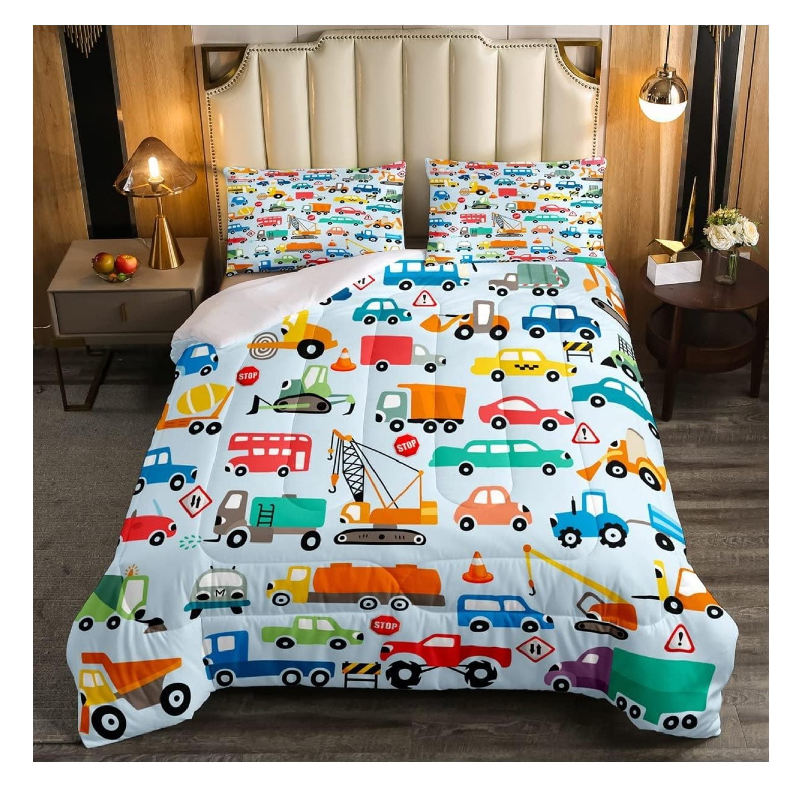 Huang zhong wen Cartoon Car Comforter Teens Cartoon Transportation Car ...