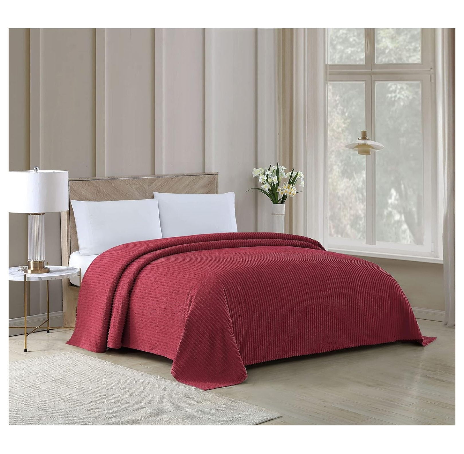 Huang zhong wen Channel Chenille Bedspread, Queen, Burgundy - Walmart.com