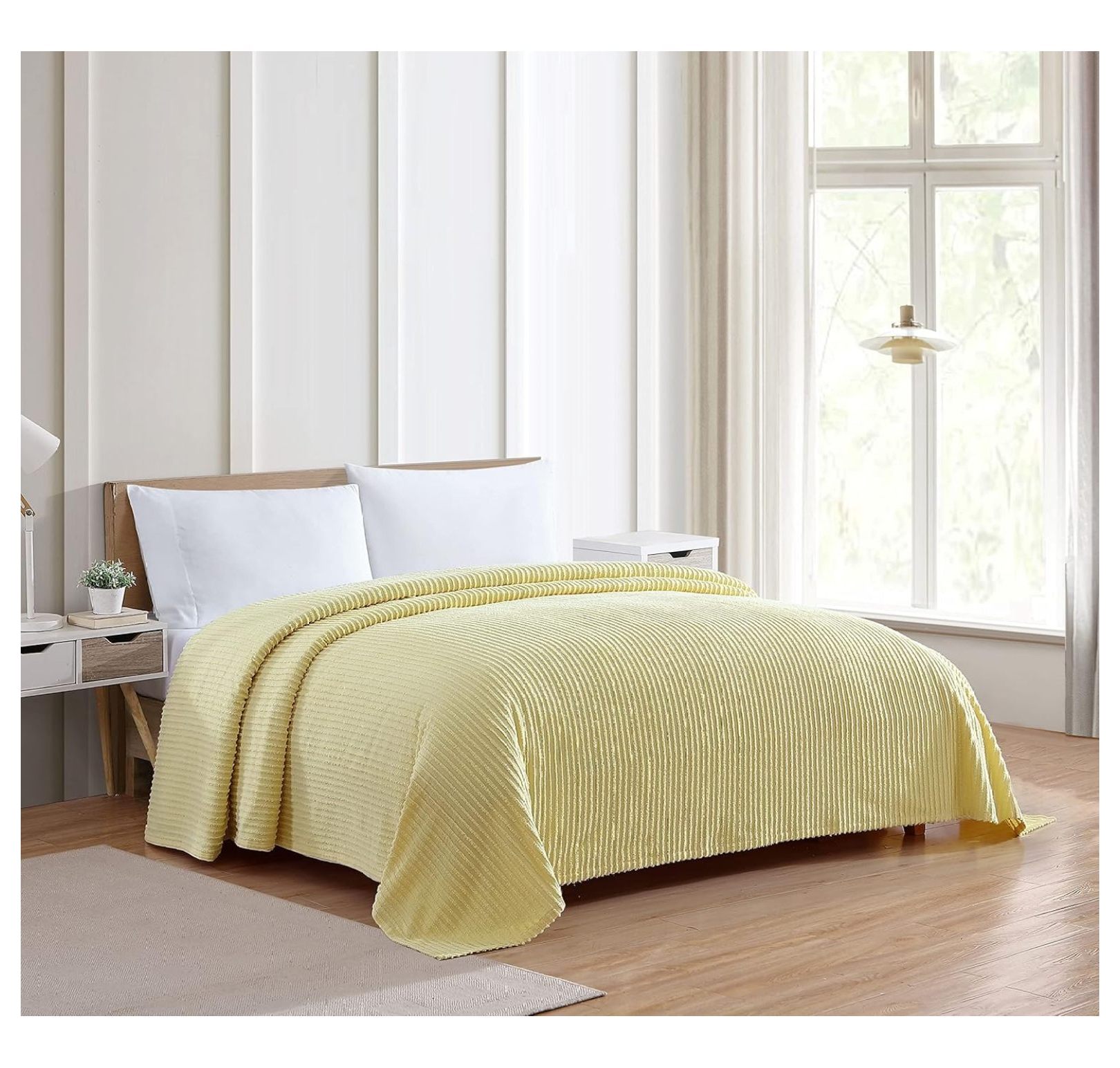 Huang zhong wen Channel Chenille Bedspread, , Yellow - Walmart.com