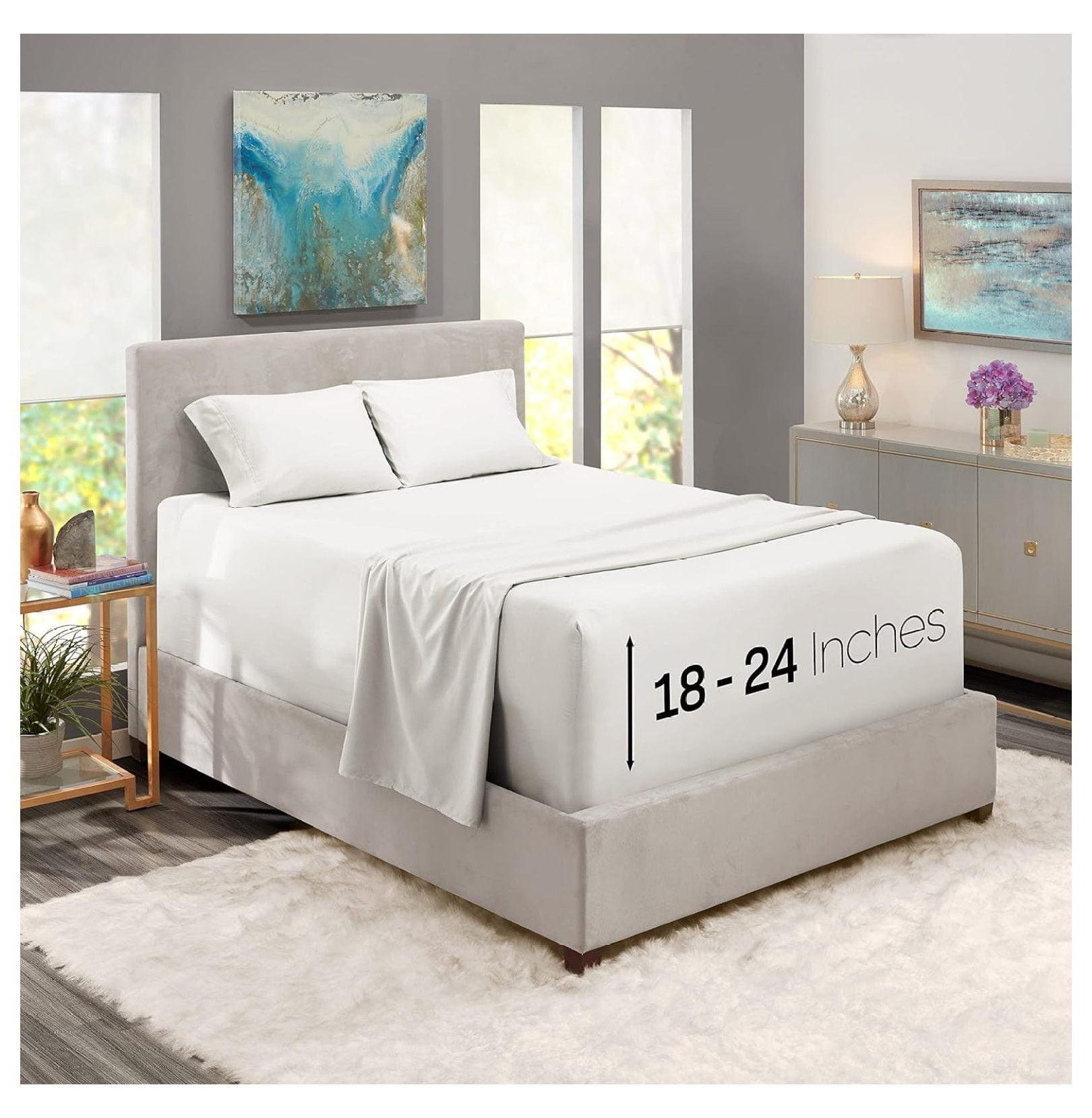 Huang zhong wen Extra Deep Pocket Sheets - Fits Mattress 18-24 Inches Deep, Extra Deep Pocket ...