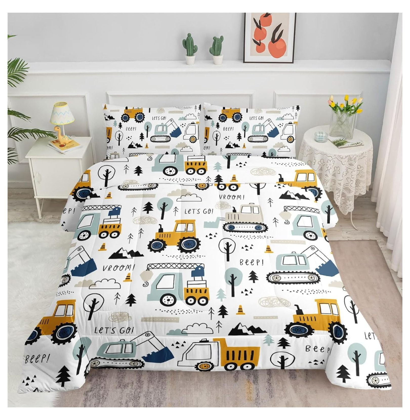 Huang zhong wen Kids Cartoon Excavator Bedding Comforter Sets for Boy and Girls,Construction ...