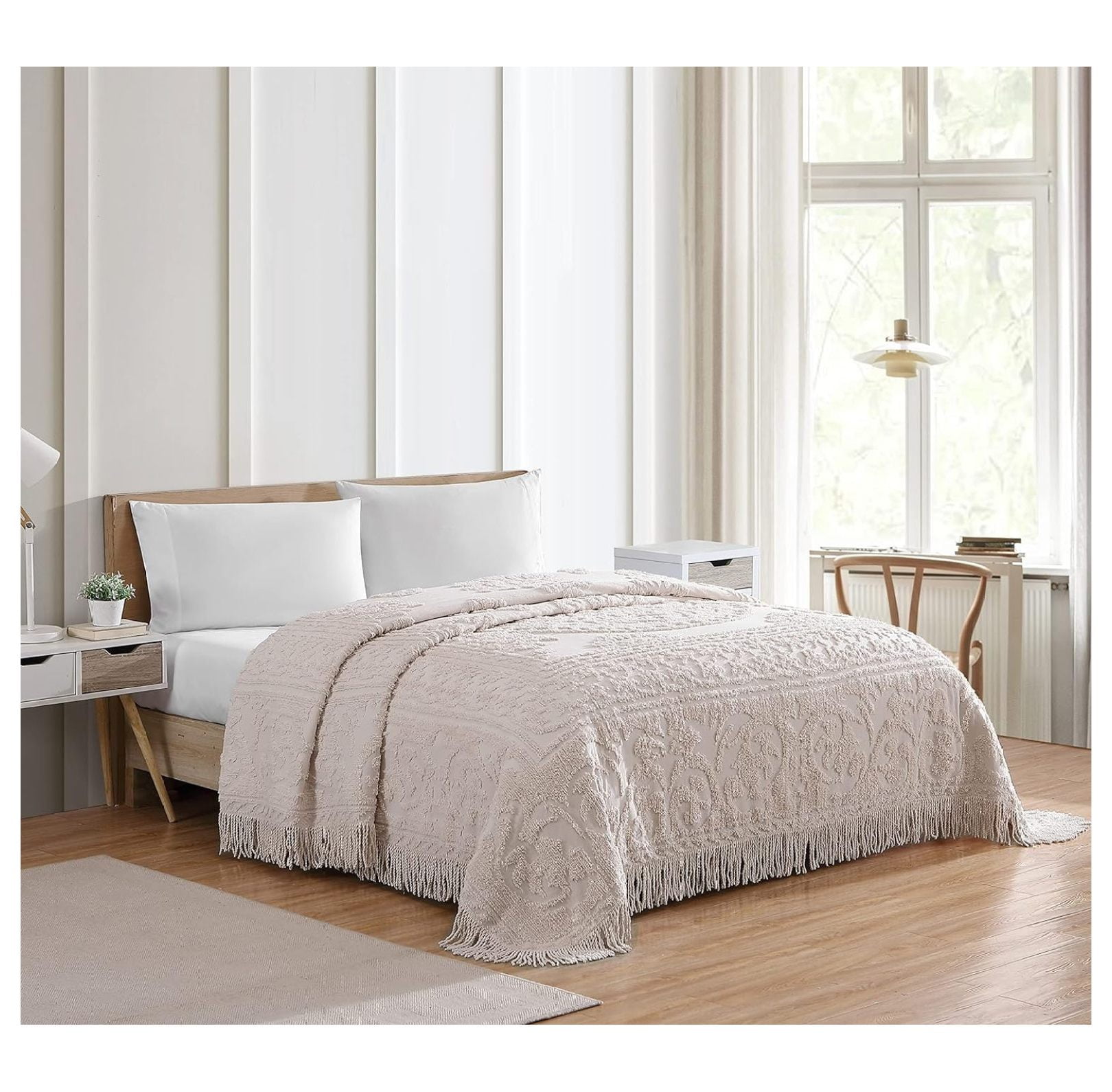 Huang zhong wen Medallion Chenille Bedspread, Full, Blush - Walmart.com
