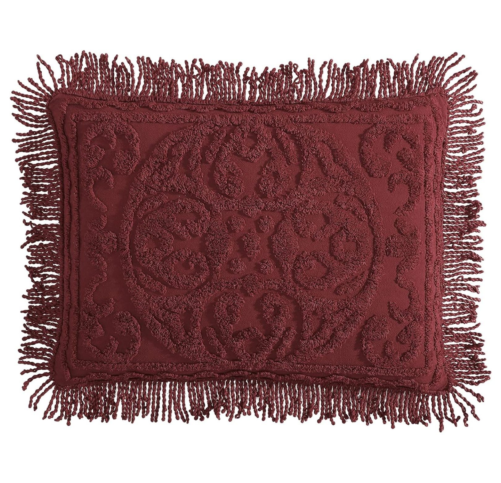 Huang zhong wen Medallion Chenille Bedspread, Standard Sham, Burgundy - Walmart.com