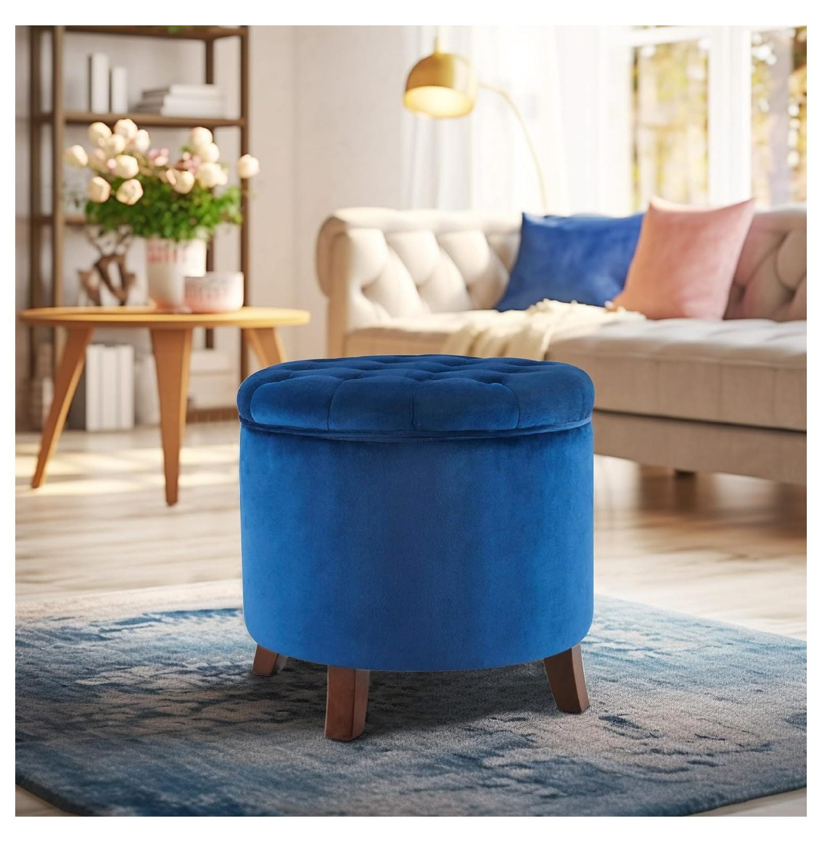 Huang zhong wen Modern Button Tufted Accent Storage Ottoman, Small ...