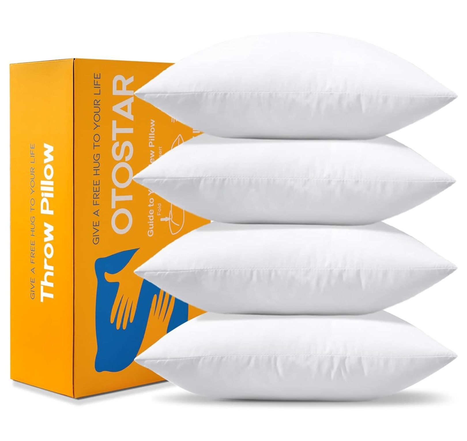 Huang zhong wen Pack of 4 Throw Pillow Inserts, 20 x 20 Square Cushion ...