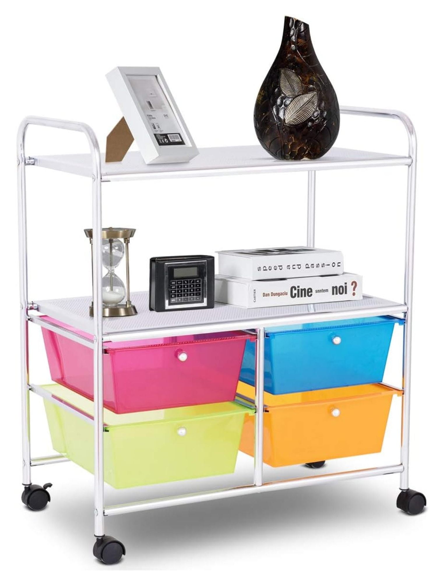 Huang zhong wen Rolling Storage Cart with 4 Drawers, Utility Cart on ...