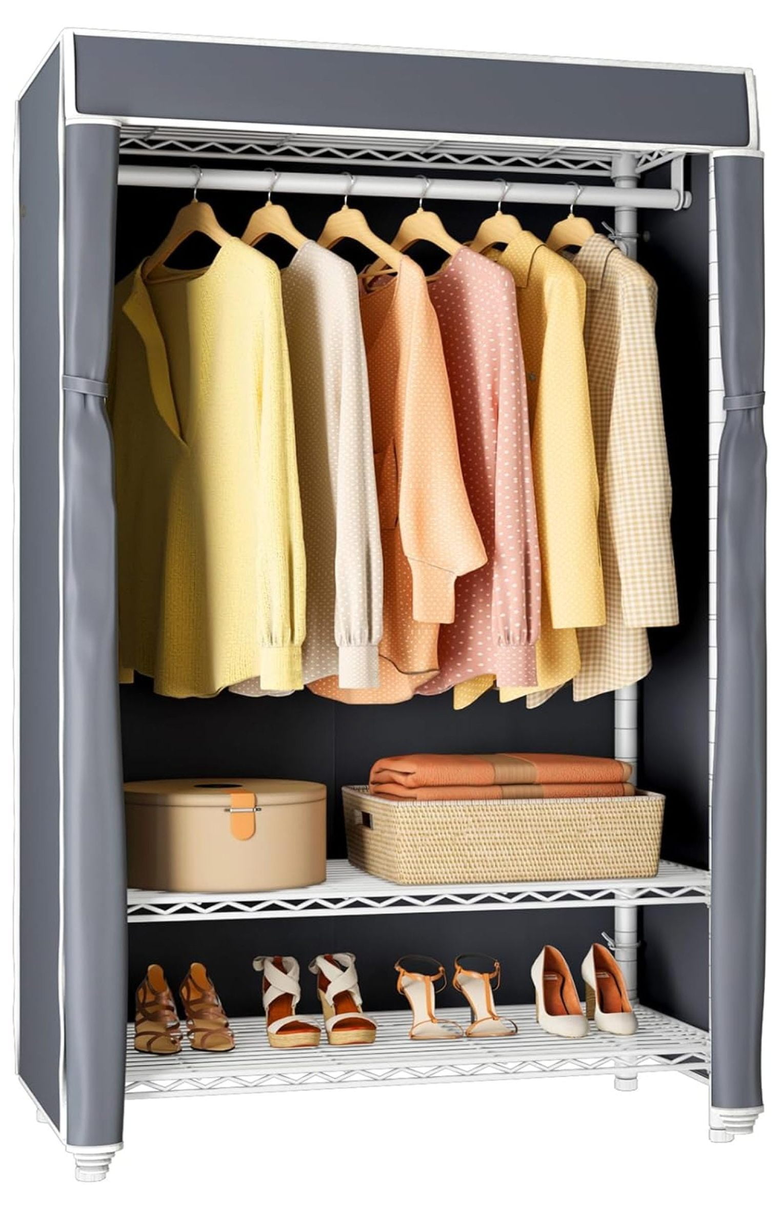 Huang zhong wen V1S 3 Tiers Heavy Duty Garment Racks with Cover Small ...