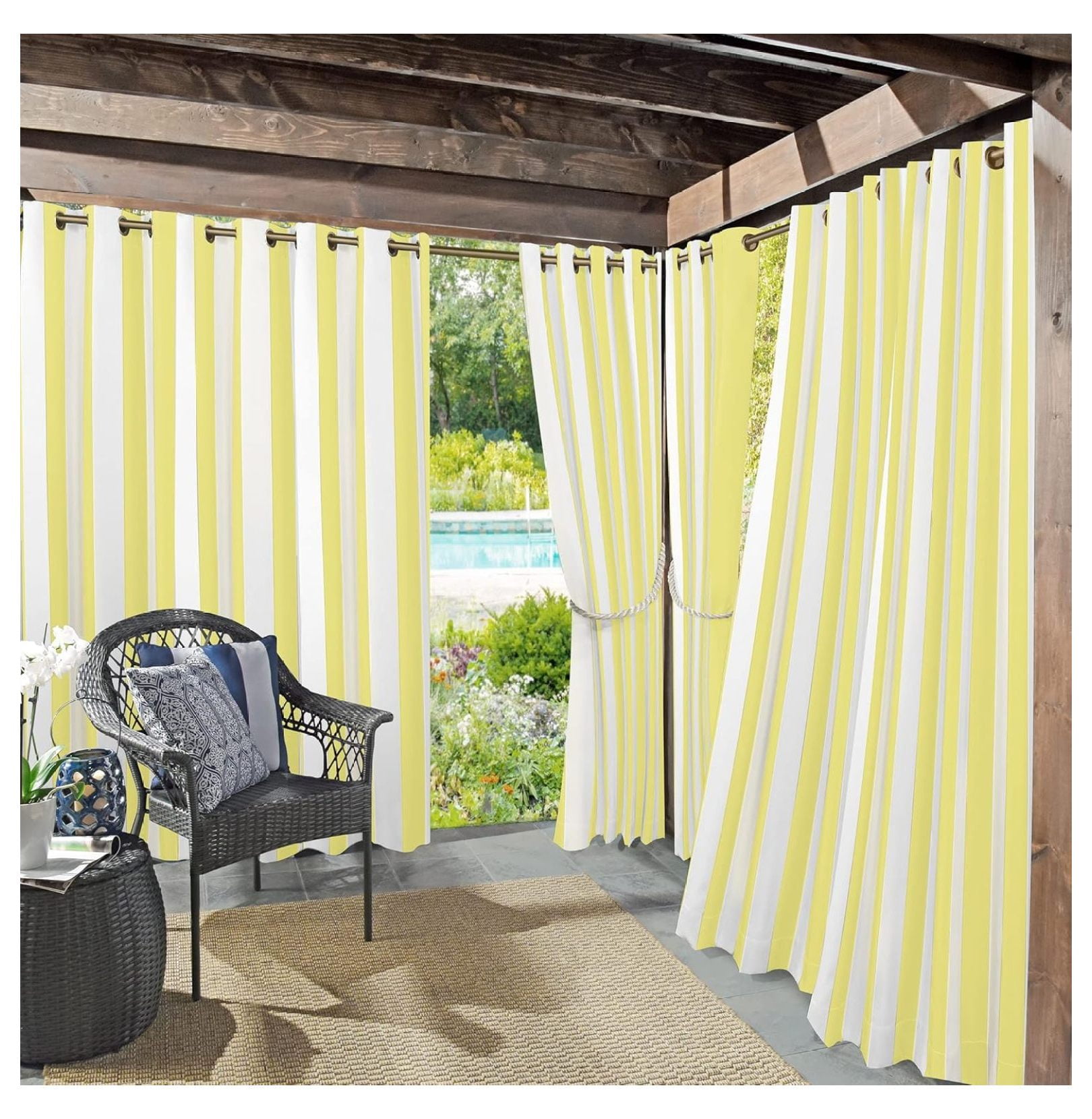 Huang zhong wen Valencia 2-Pack Cabana Stripe Indoor/Outdoor UV Protectant Energy Efficient ...