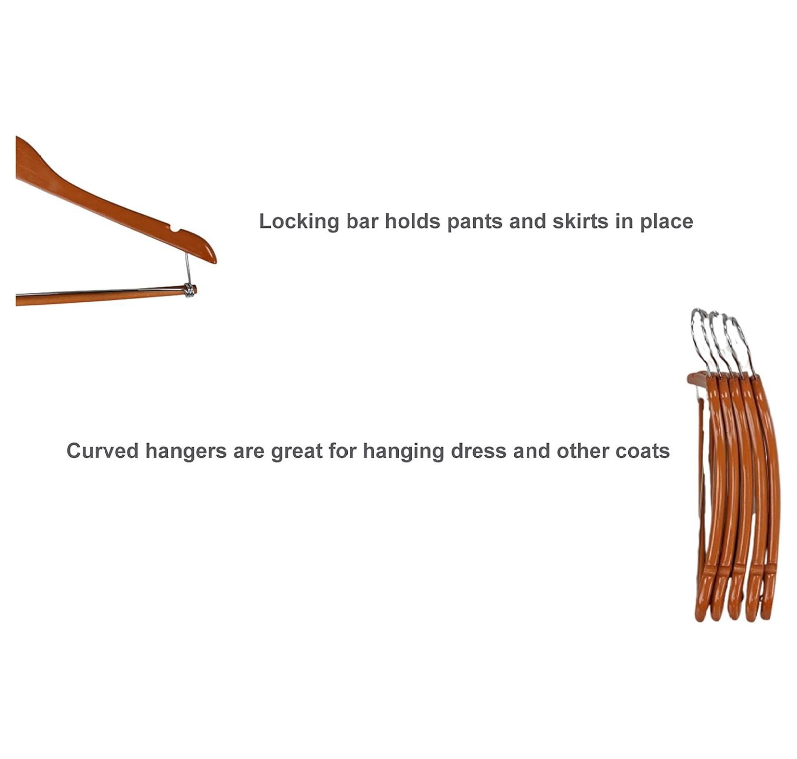 Huang zhong wen Wood Coat Clothes Closet Hanger w/Locking Bar - Set of ...