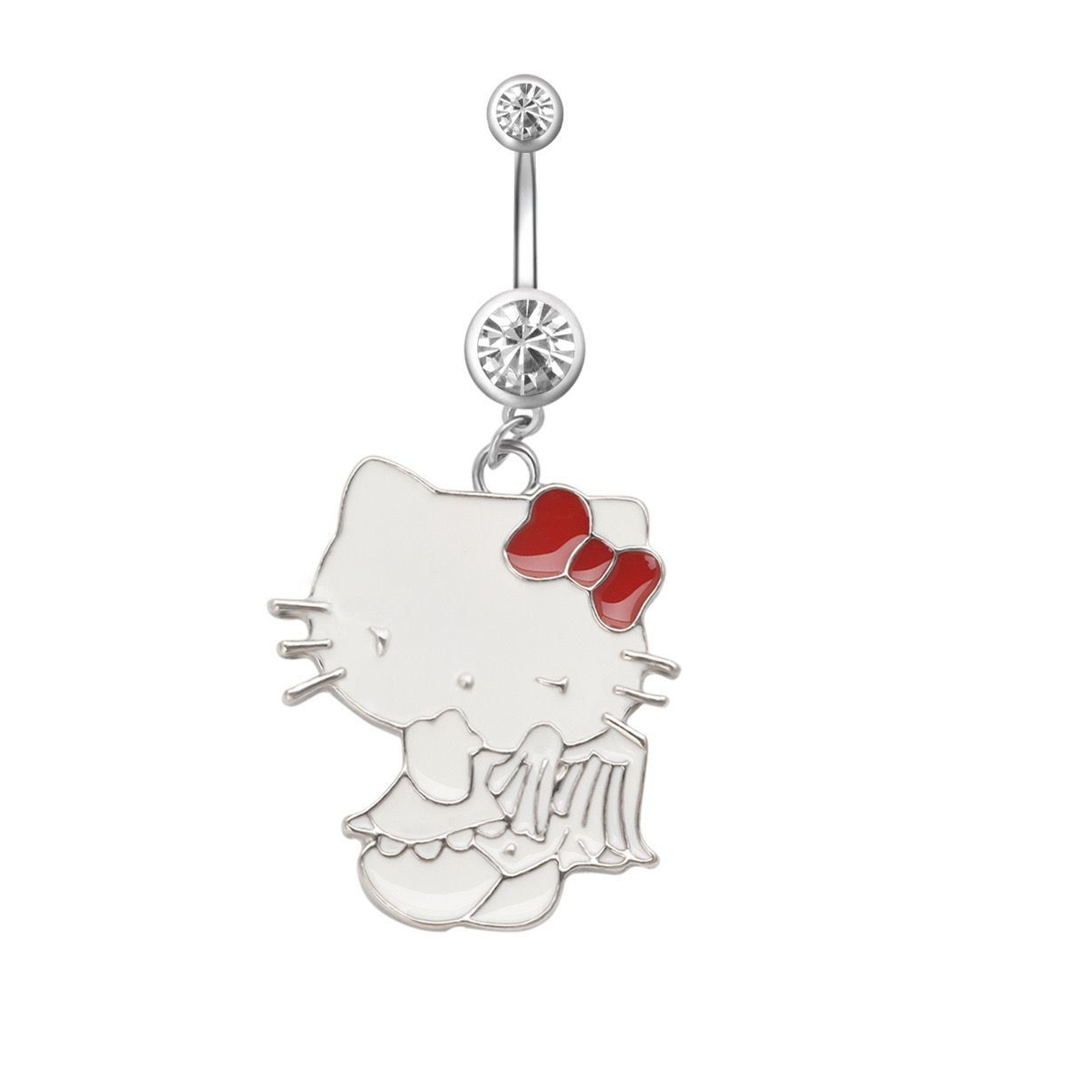 HuangShi Navel Piercing Ring Cute Cat Belly Button Ring Black Belly ...