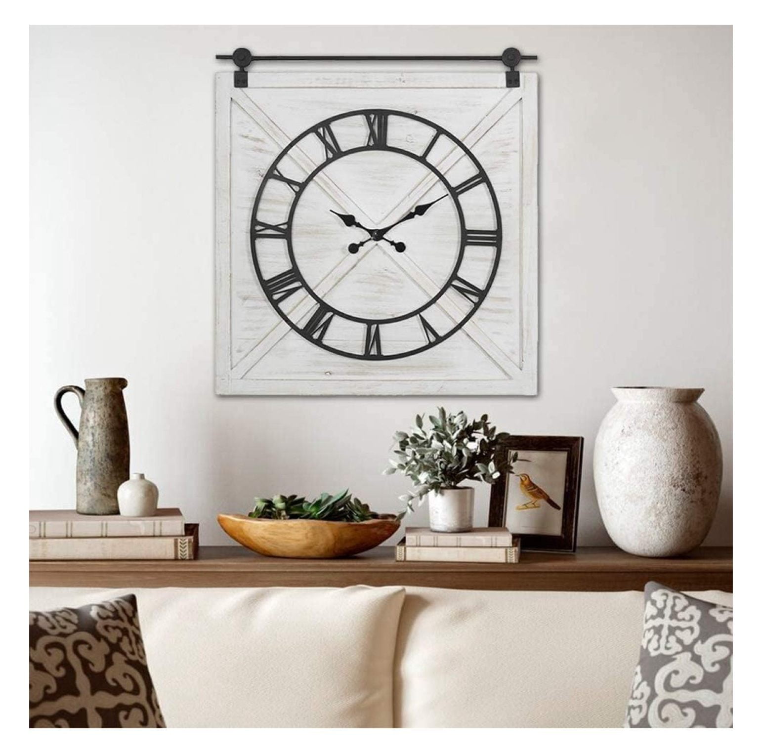 Huangfeiyan Large Farmhouse Wall Clock,Rustic Barn Door Wall Clocks for ...