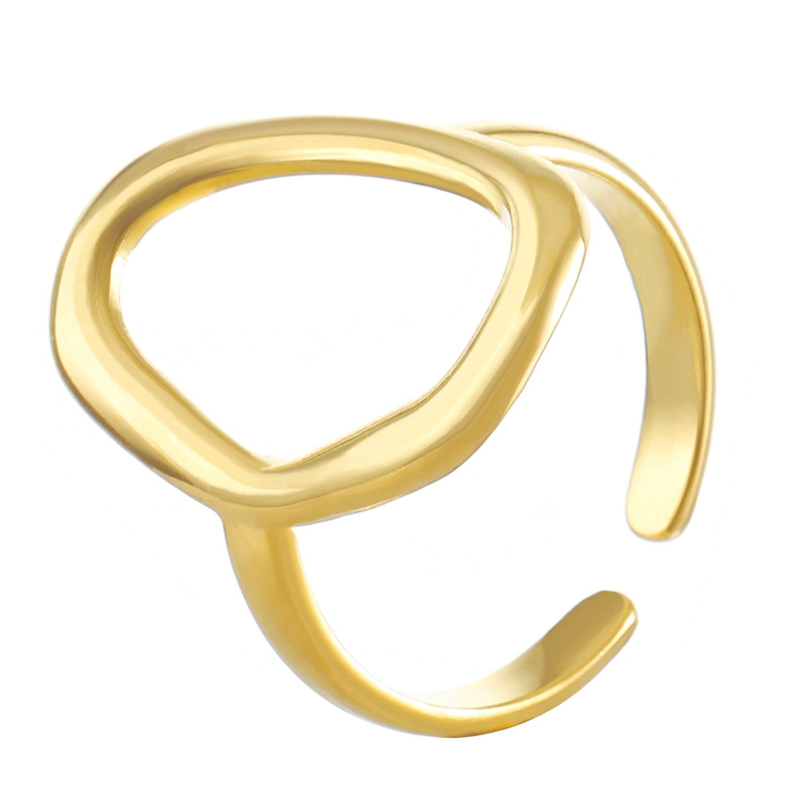 Huanghuaa Stainless Steel Ring Hollow Geometric Oval Open Ring Style Versatile Simple Ring ...