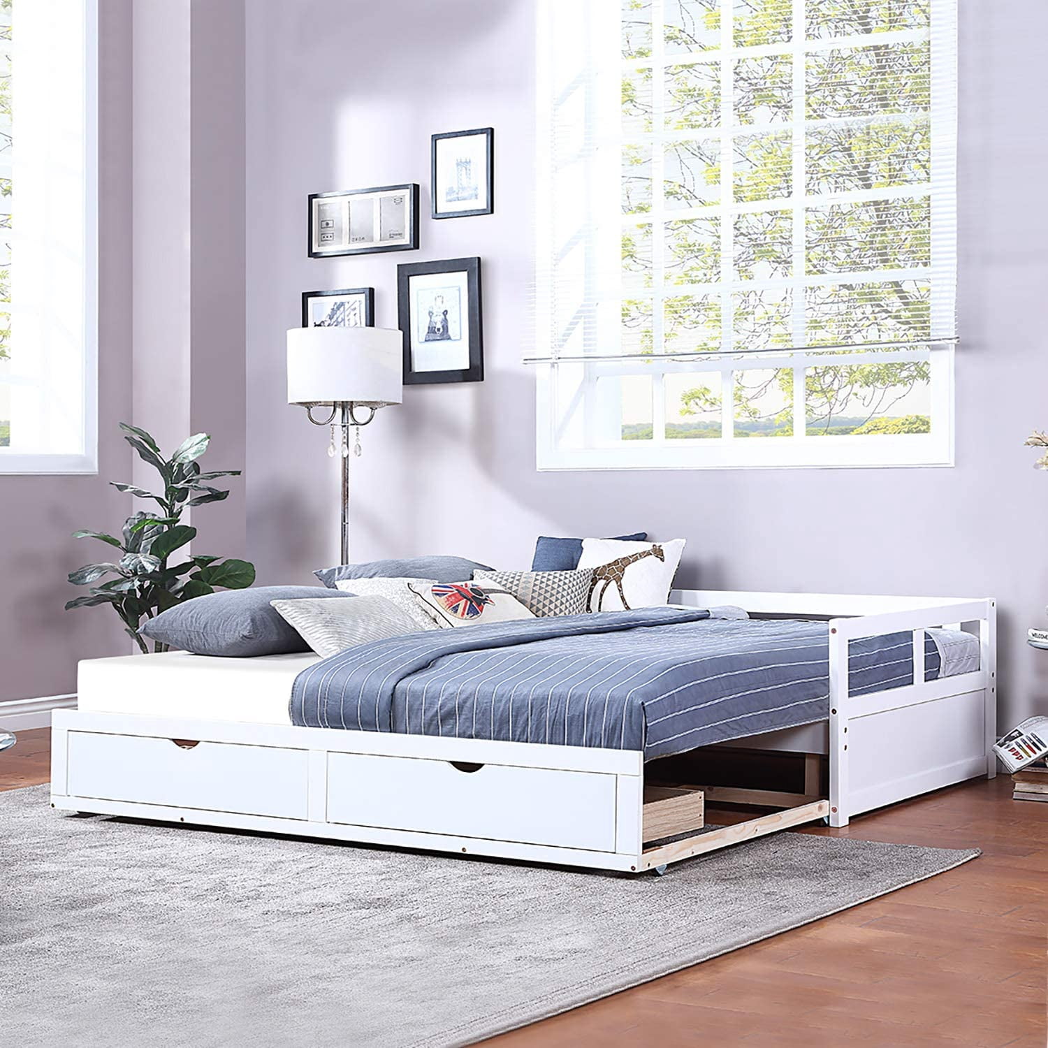Huanghun Twin Daybed with Storage Drawers, Twin to King Daybed ...