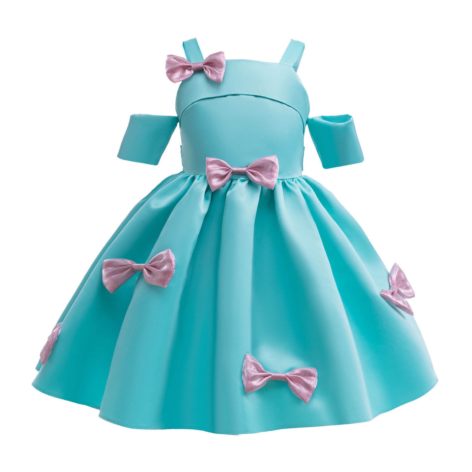Huanglei A Girl's Dress With A Blue Bow Tie And A H Al Ter Neckline ...