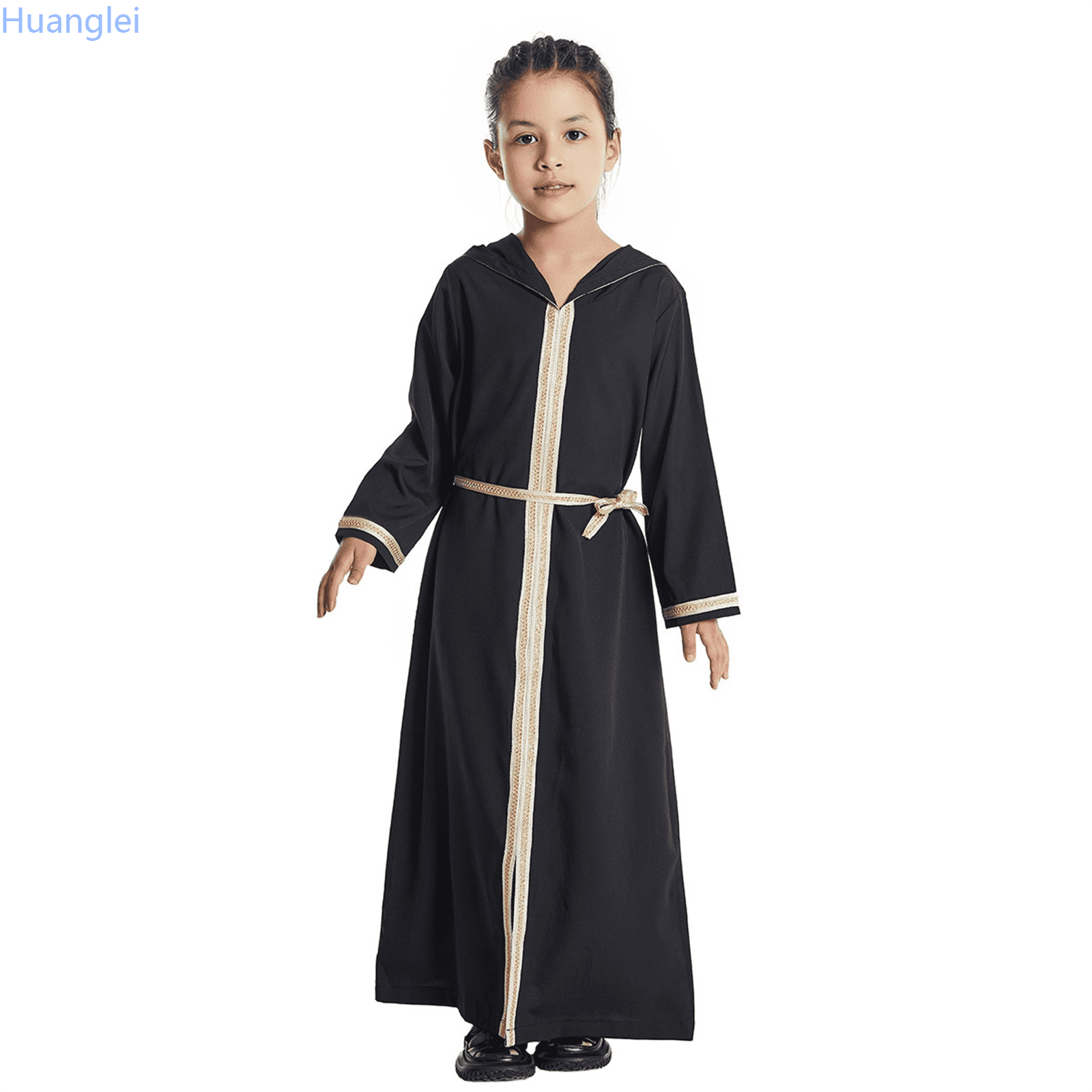 Huanglei Arabic Muslim Long Sleeve Kaftan Robe National Costume Teenage ...