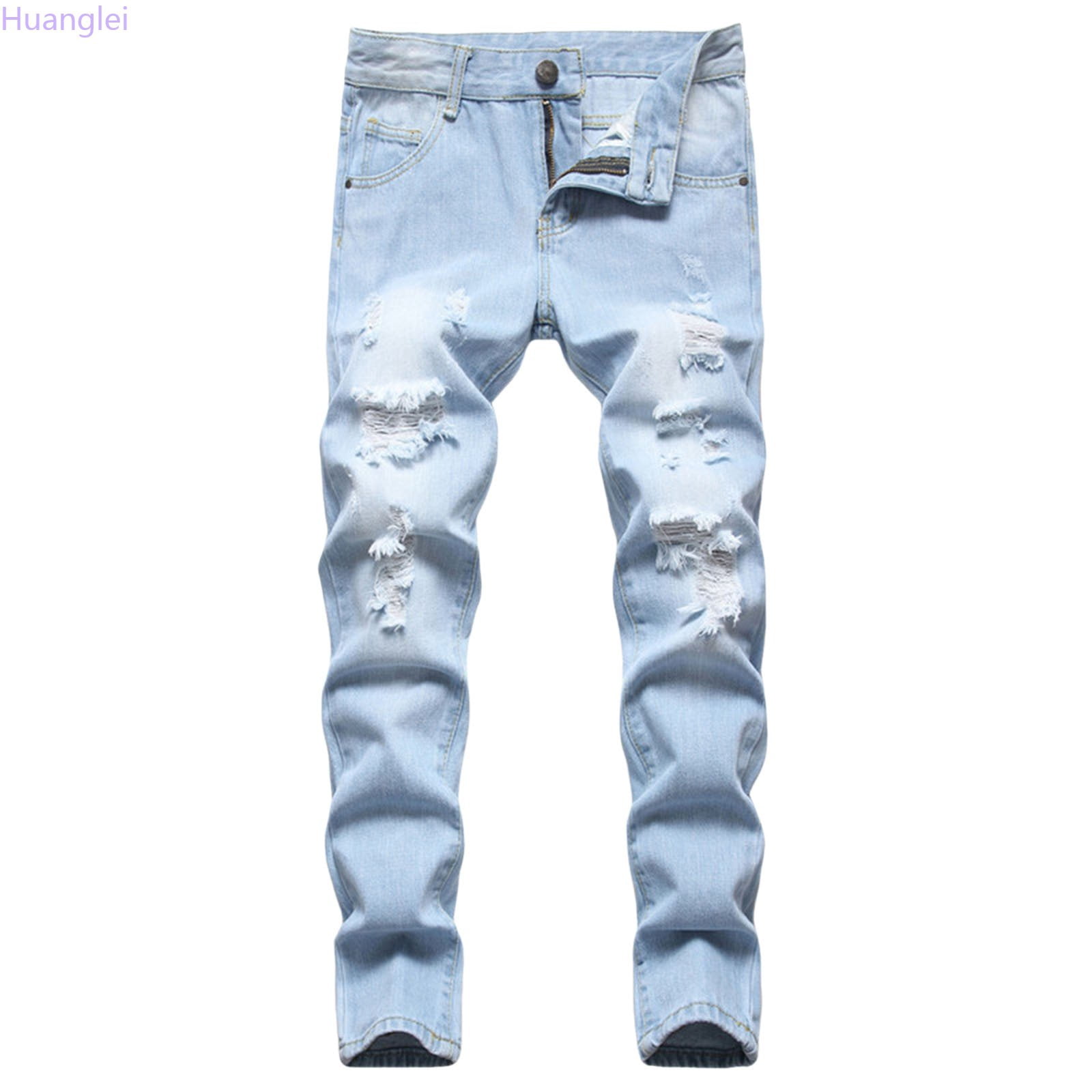 Huanglei Boy's Skinny Fit Ripped Distressed Fashion Kids Denim Jeans ...