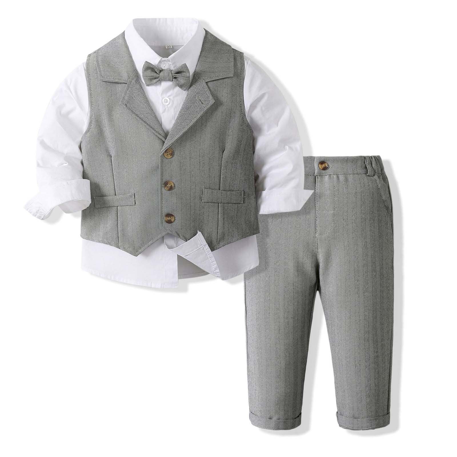 Huanglei Boys Formal Outfits Sets Toddler To Kids Dress Shirt Vest ...