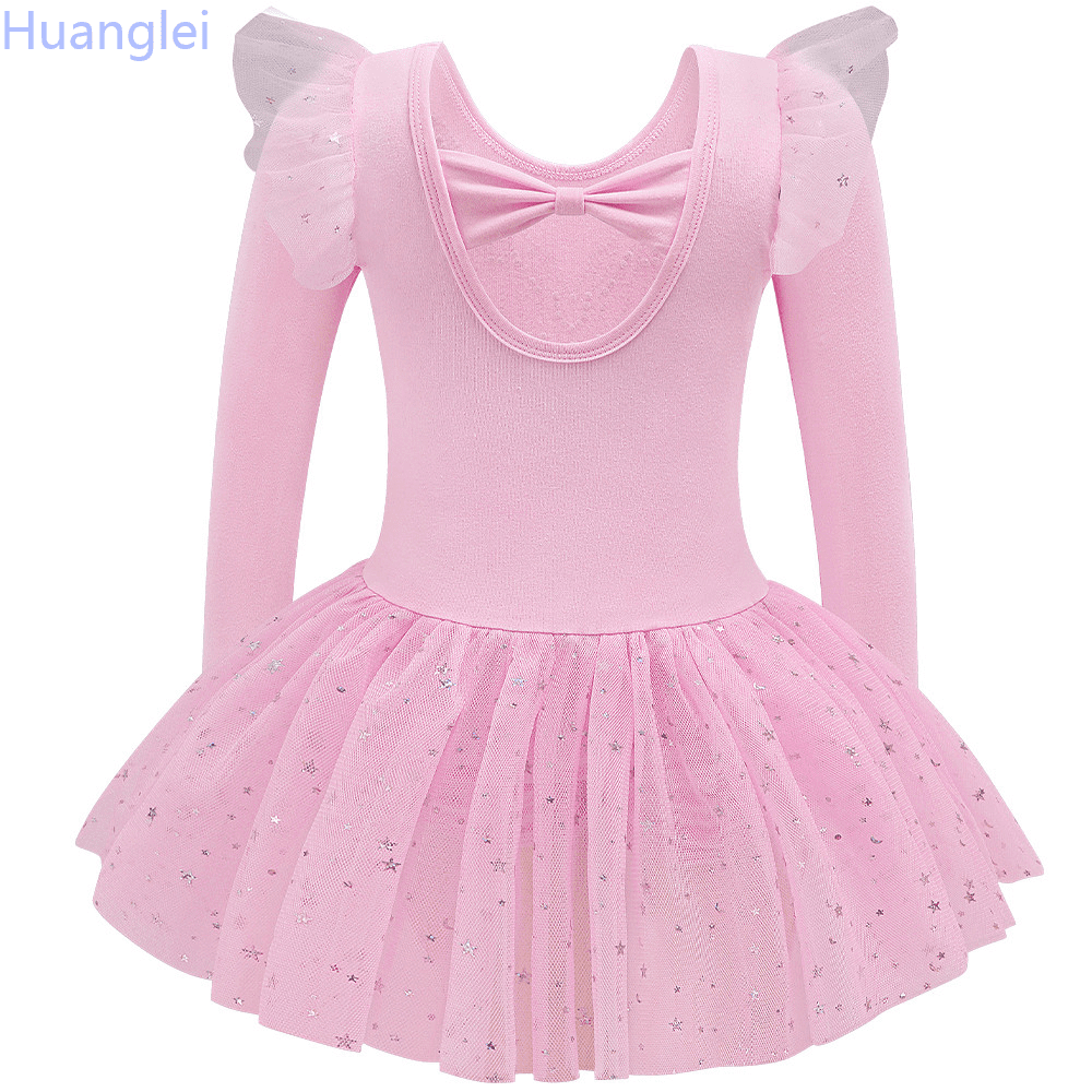 Huanglei Girls Long Sleeve Dance Dress With Shimmering Sequins And ...