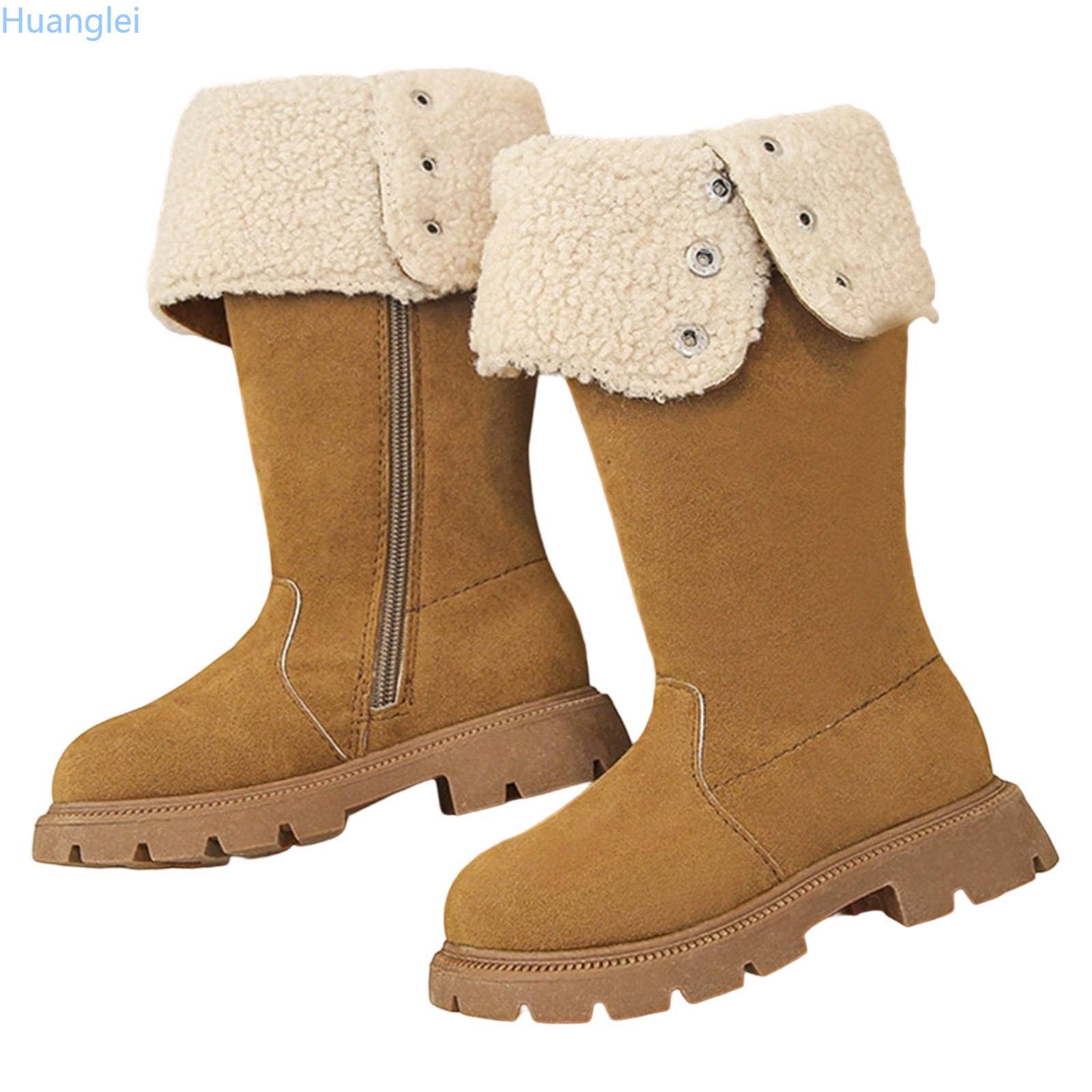 Huanglei Girls Western Boots Foldable Shaft Mid Heel Riding Boots For ...