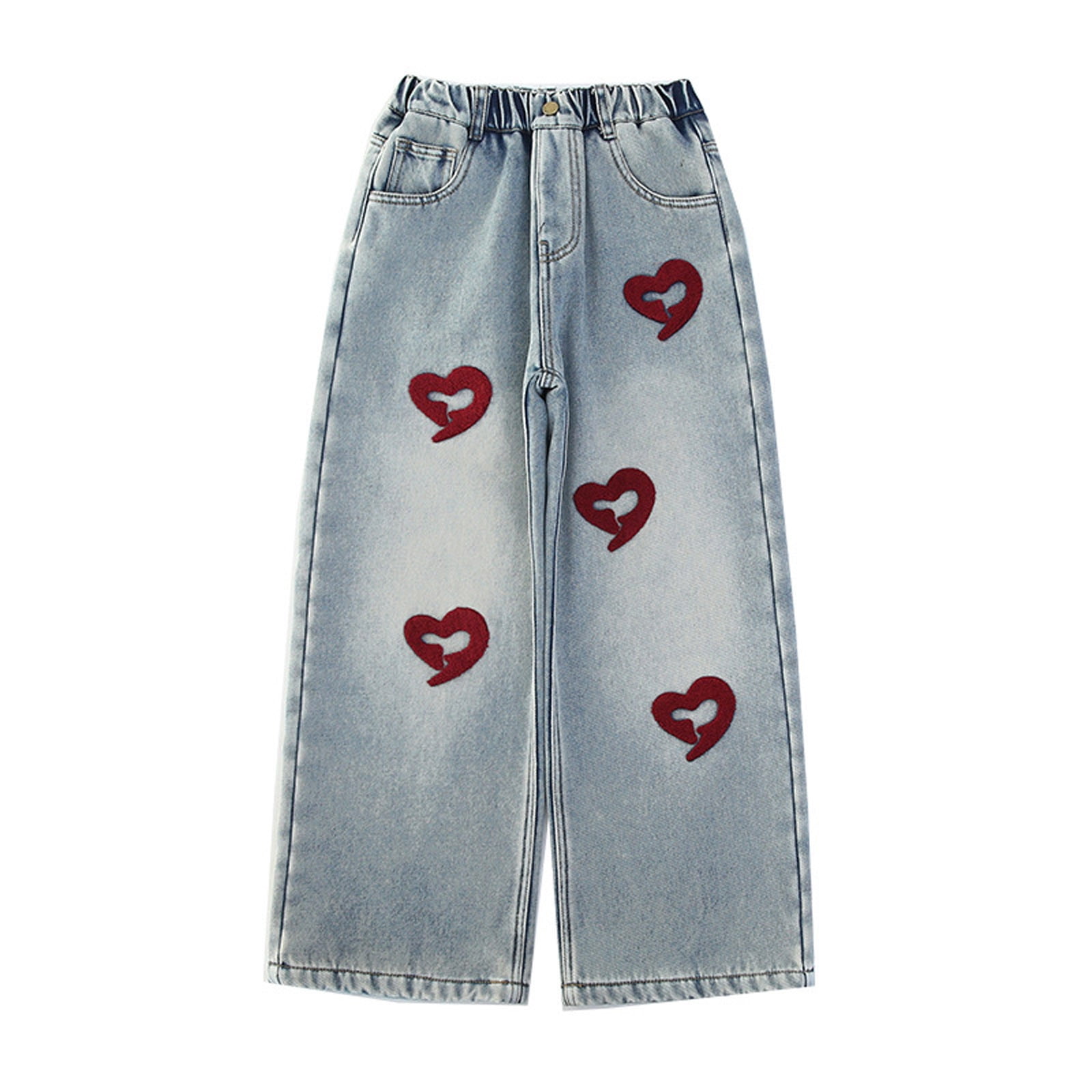 Huanglei Girls's Bowknot Jeans Wide Leg Flare Cargo Jeans Boot Cut ...