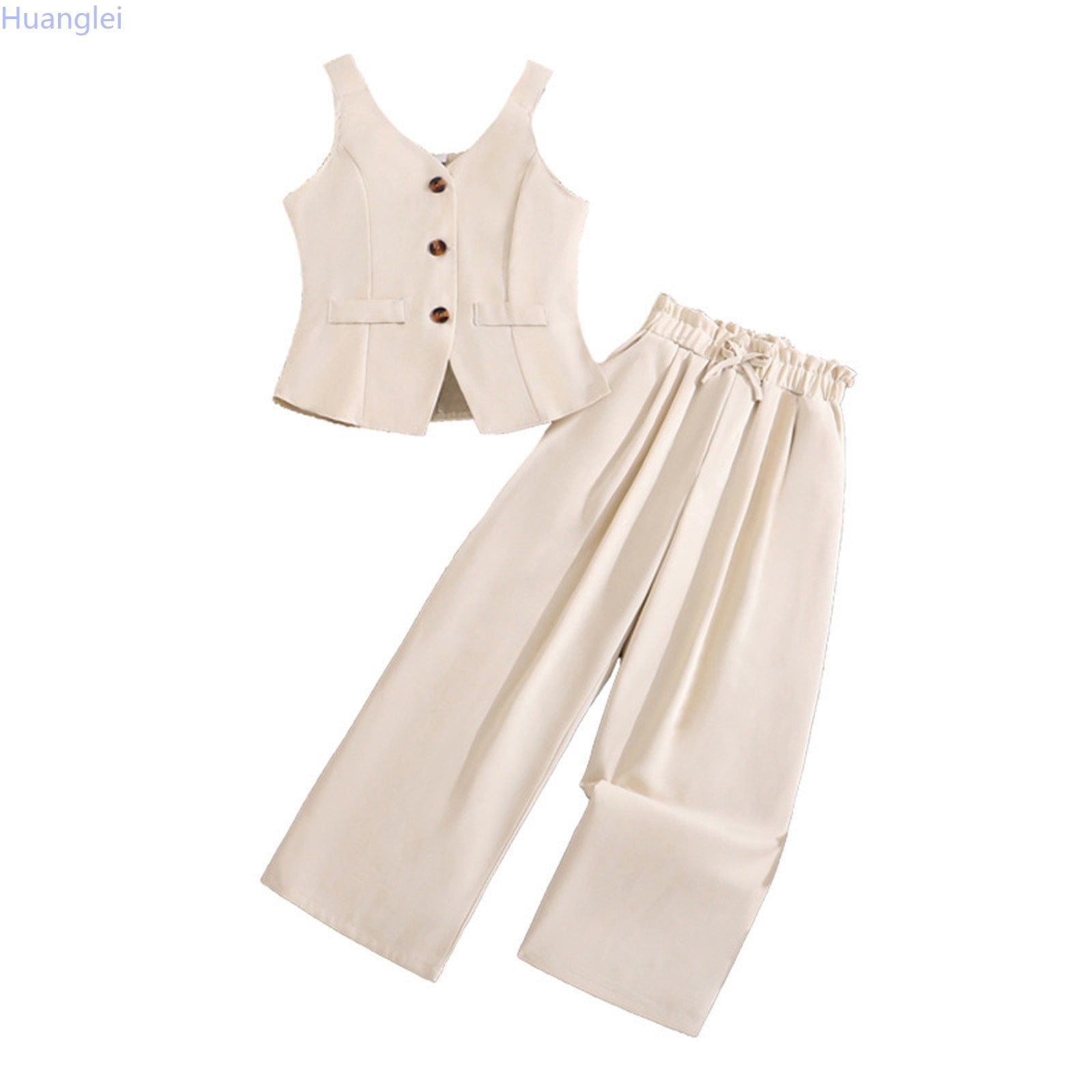 Huanglei Kids Stylish Girls Vest And Trousers Fashionable Summer Casual ...