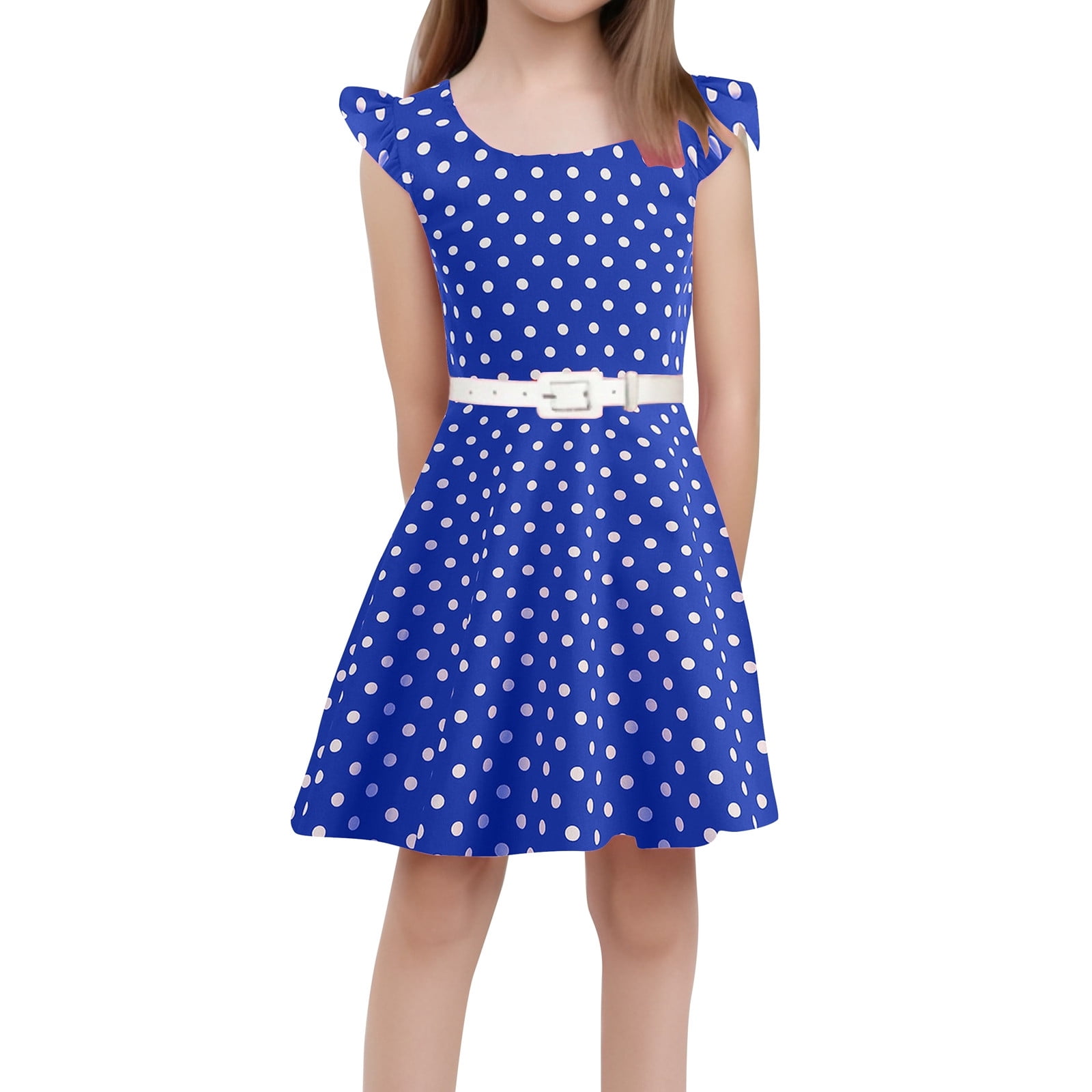 Huanglei Outfits Party Sleeveless Gown Dress Kid Dots Prints Floral ...