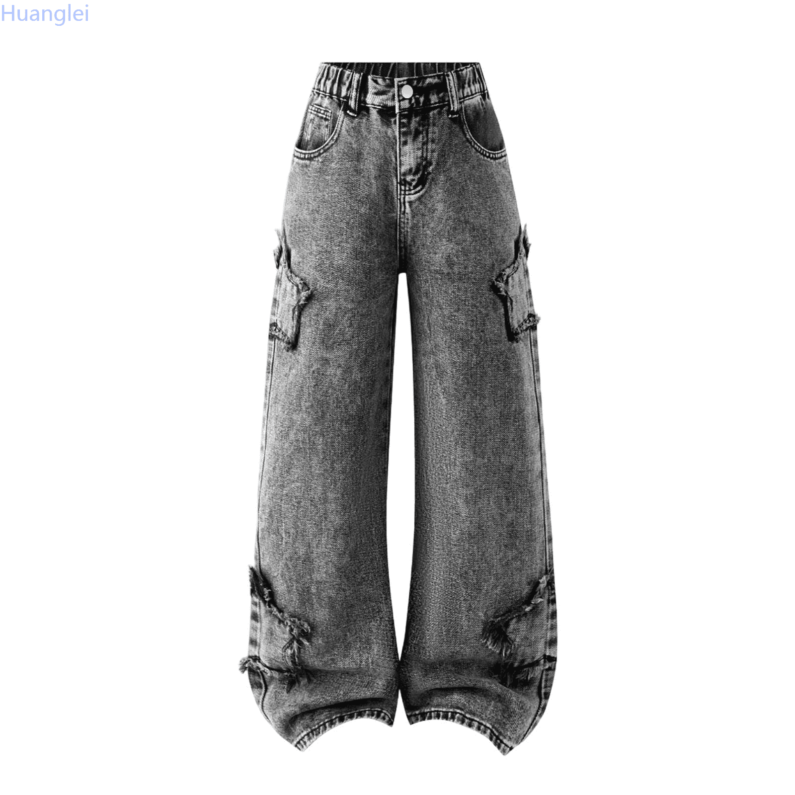 Huanglei Star Patch Wide Leg Jeans For Boys And Girls 8 To 12 Boys ...