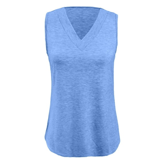 Huanglei Tank Tops For Girl Summer V Neck T Shirts Trendy Sleeveless ...