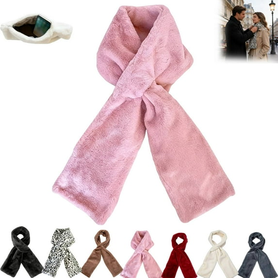 Huankd 2026 New Faux Fur Scarf with Hidden Zipper Pocket, Secure ...