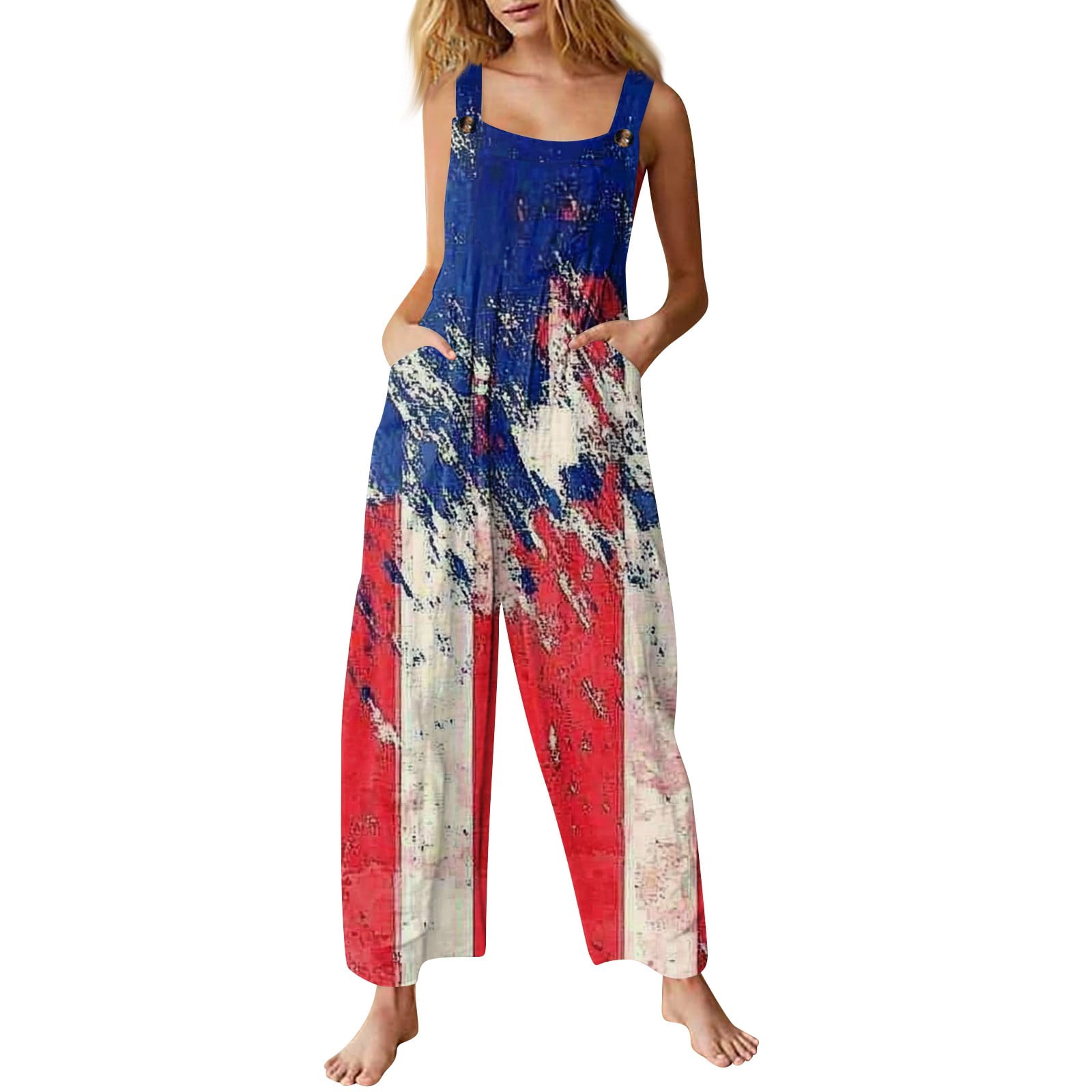 Huankd American Flag Overalls, Jumpsuits for Women Usa Flag ...