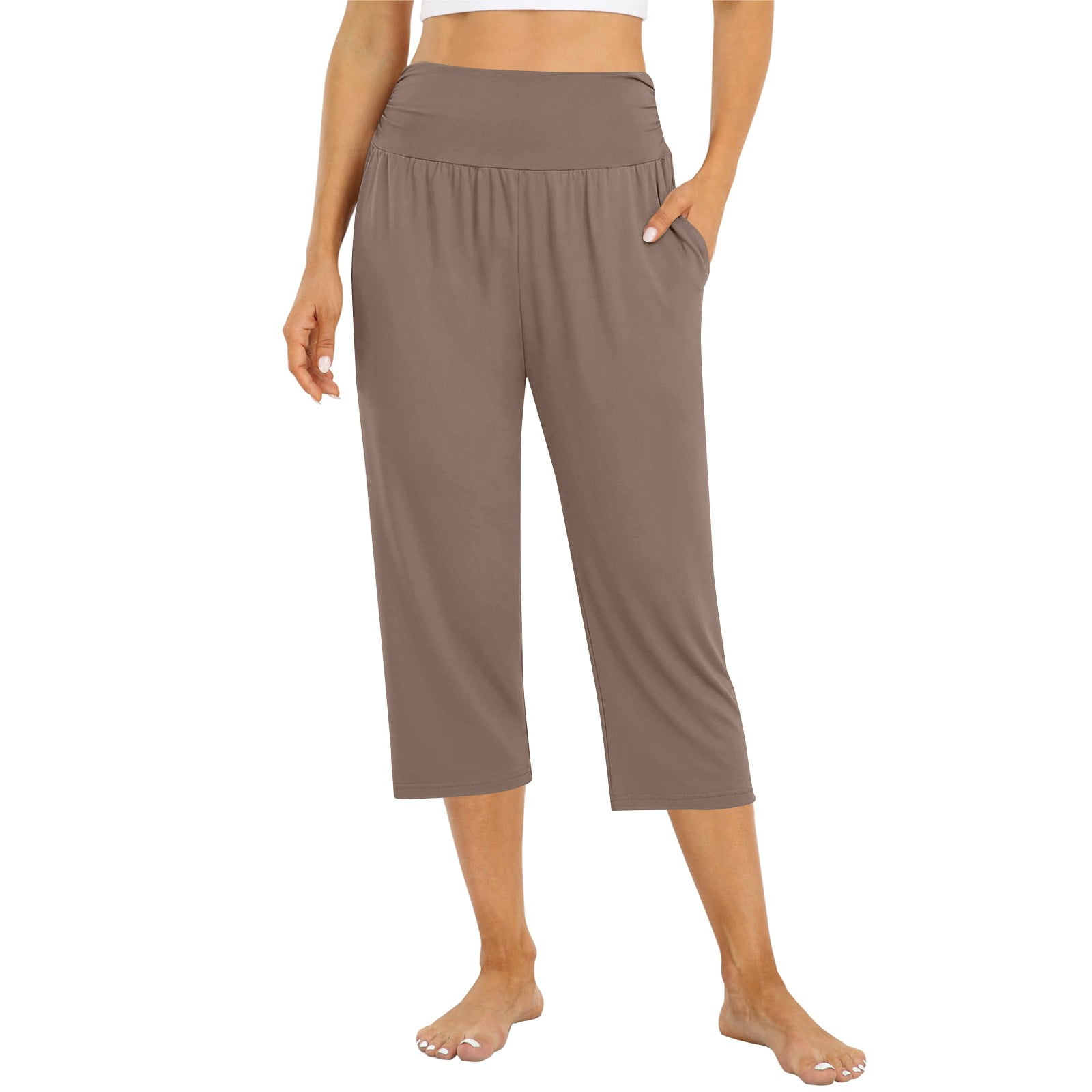 Huankd Ladies Capri, Workout Cropped Petite Capris for Women Petite ...