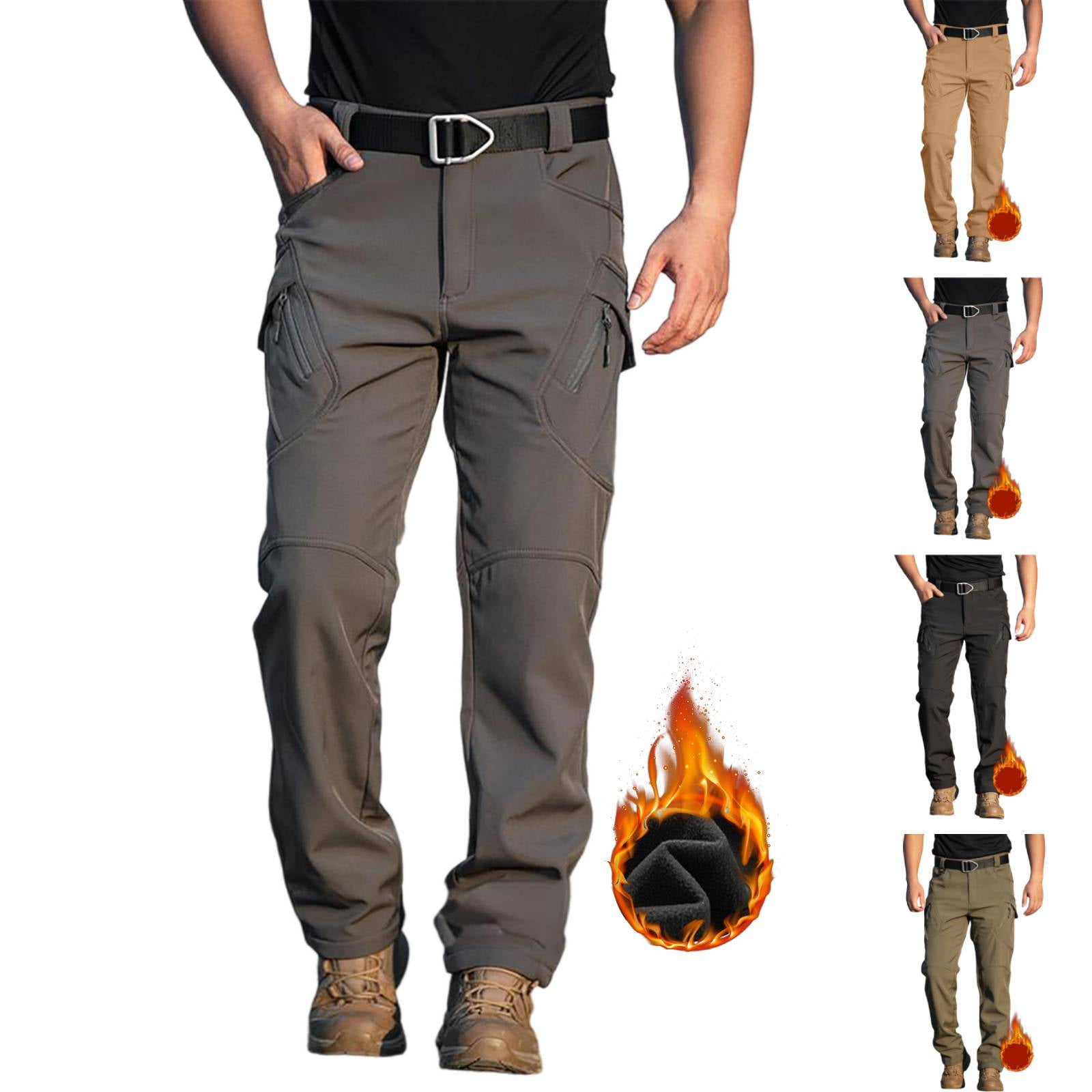 Huankd Men's Winter Work Pants Fleece Lined Tactical Snow Ski Pant ...