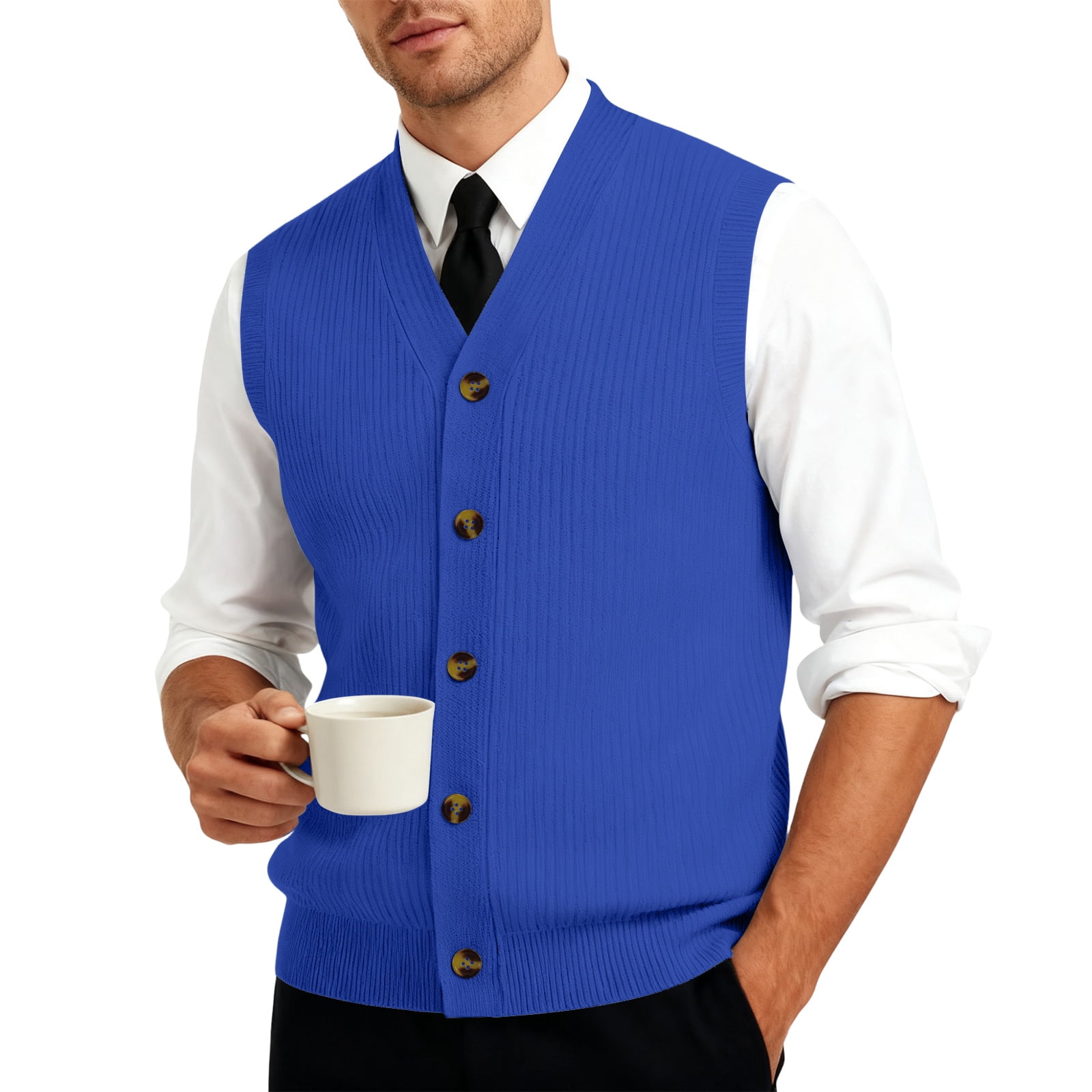Huankd Mens Sweater Vest Sleeveless Classic Business Casual Cable Knit ...