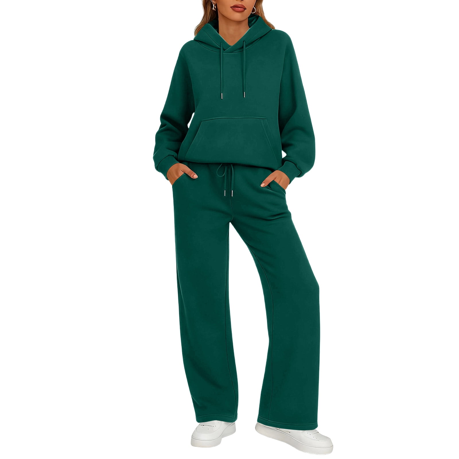 Huankd Womens 2 Piece Sets Lounge Hoodie Sweatsuit Sets Plus Size ...