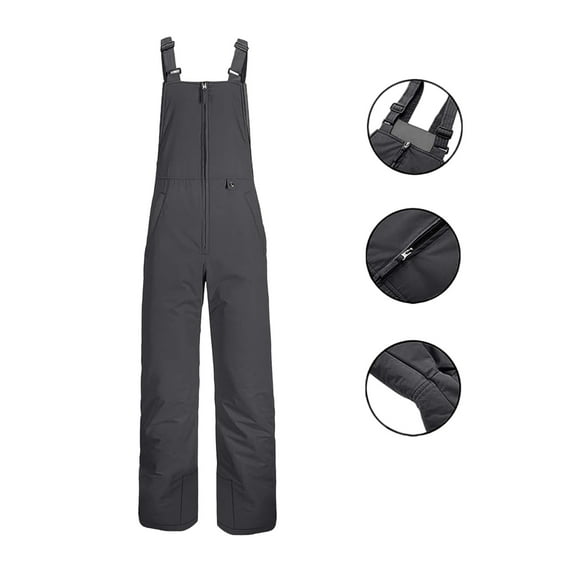 Huankd Womens Bib Snow Pants Women Ski Bib Insulated Snow Bib Overalls ...