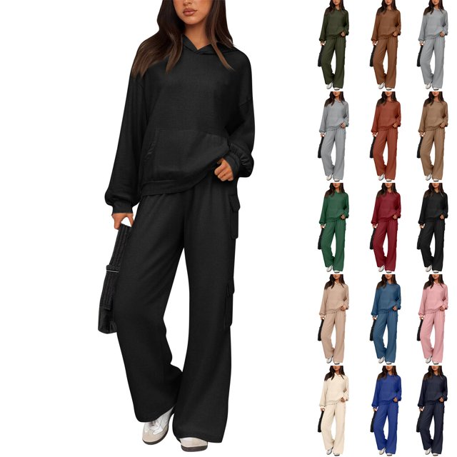 Huankd Womens Sweatsuits 2 Piece Outfits Fall Sweat Sets Lounge Hoodies ...
