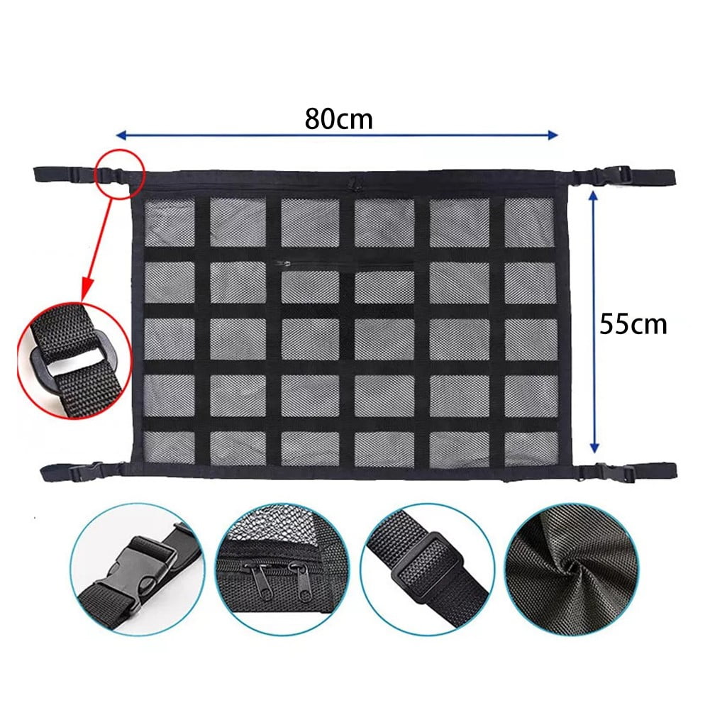 Huanke-Car Ceiling Cargo Net Pocket Double-Layer Mesh Car Roof Storage ...